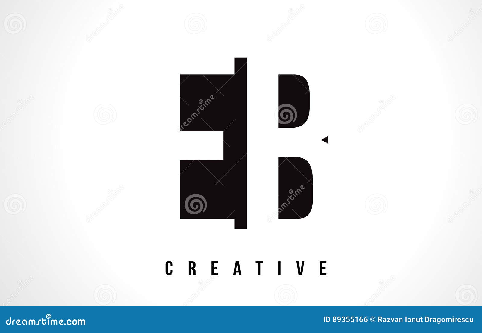 EB E B White Letter Logo Design with Black Square. Stock Vector ...