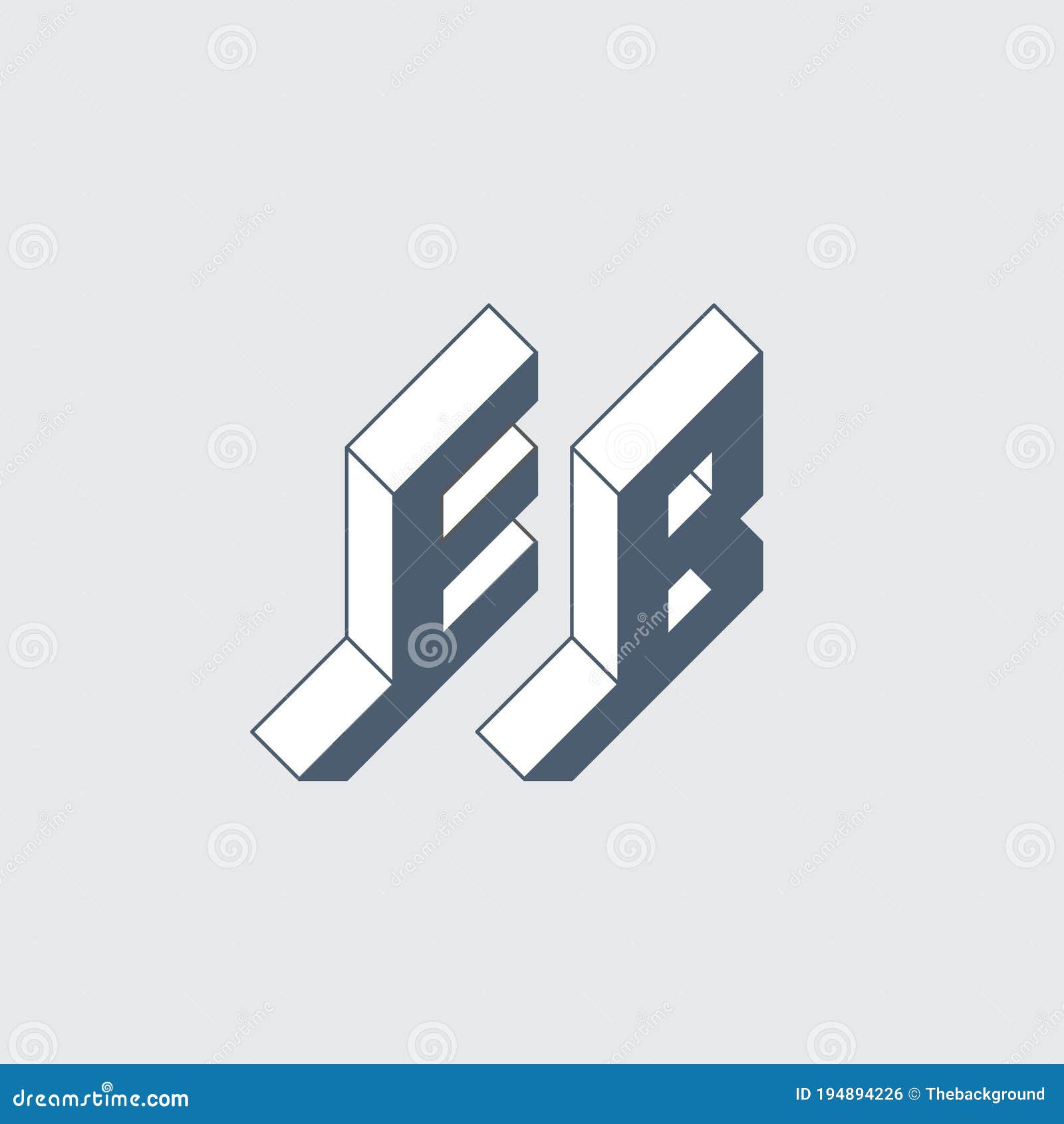 EB - 2-letter Code. E and B - Monogram or Logotype. Isometric 3d Font ...