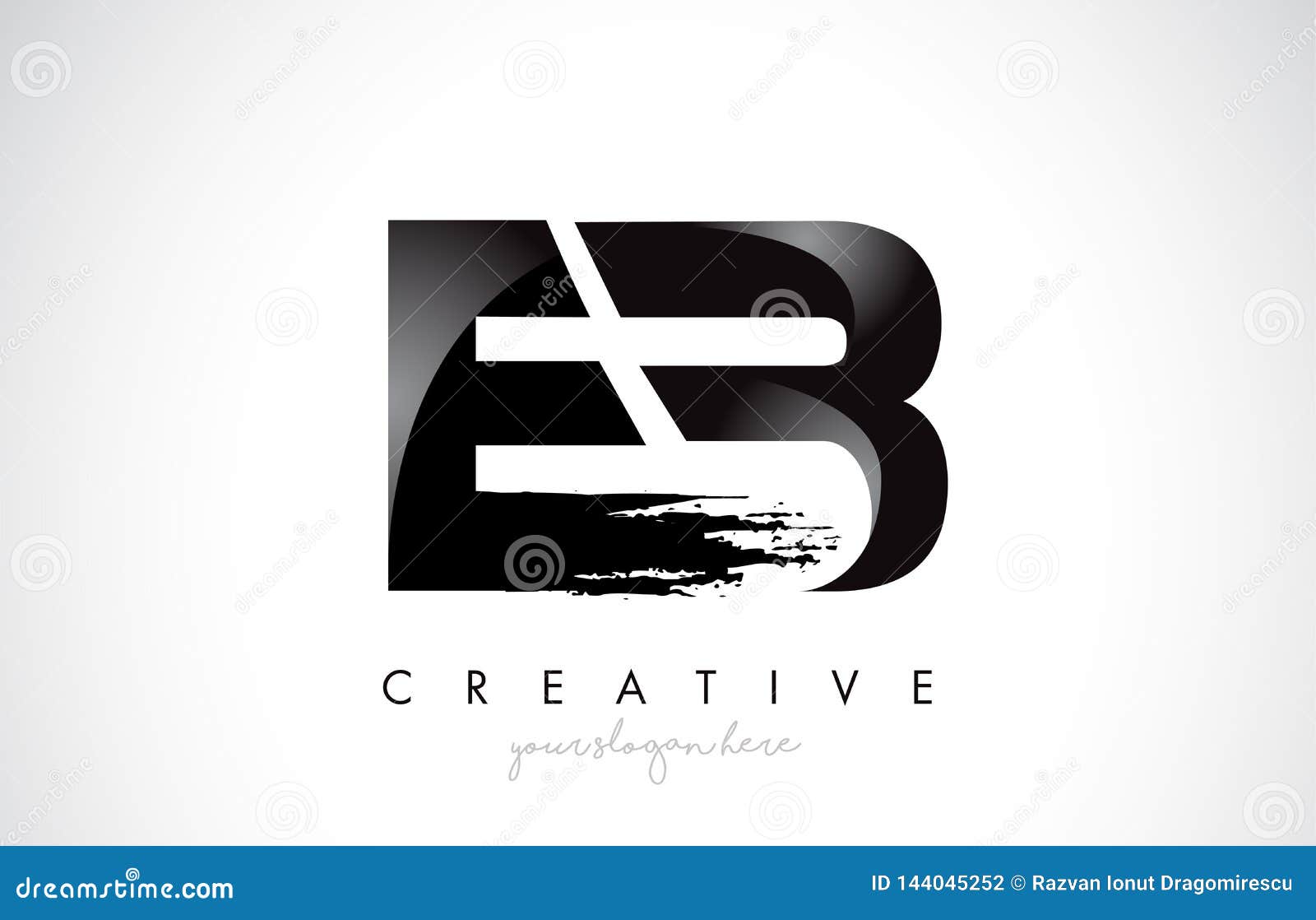 EB Letter Design with Brush Stroke and Modern 3D Look Stock Vector ...