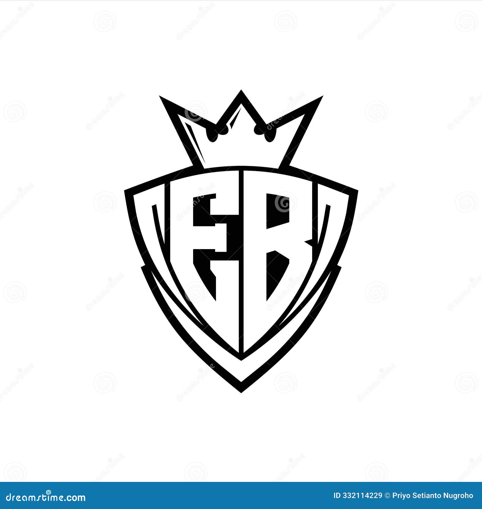 EB Letter Logo With Sharp Triangle Shield Shape With Crown Inside White ...