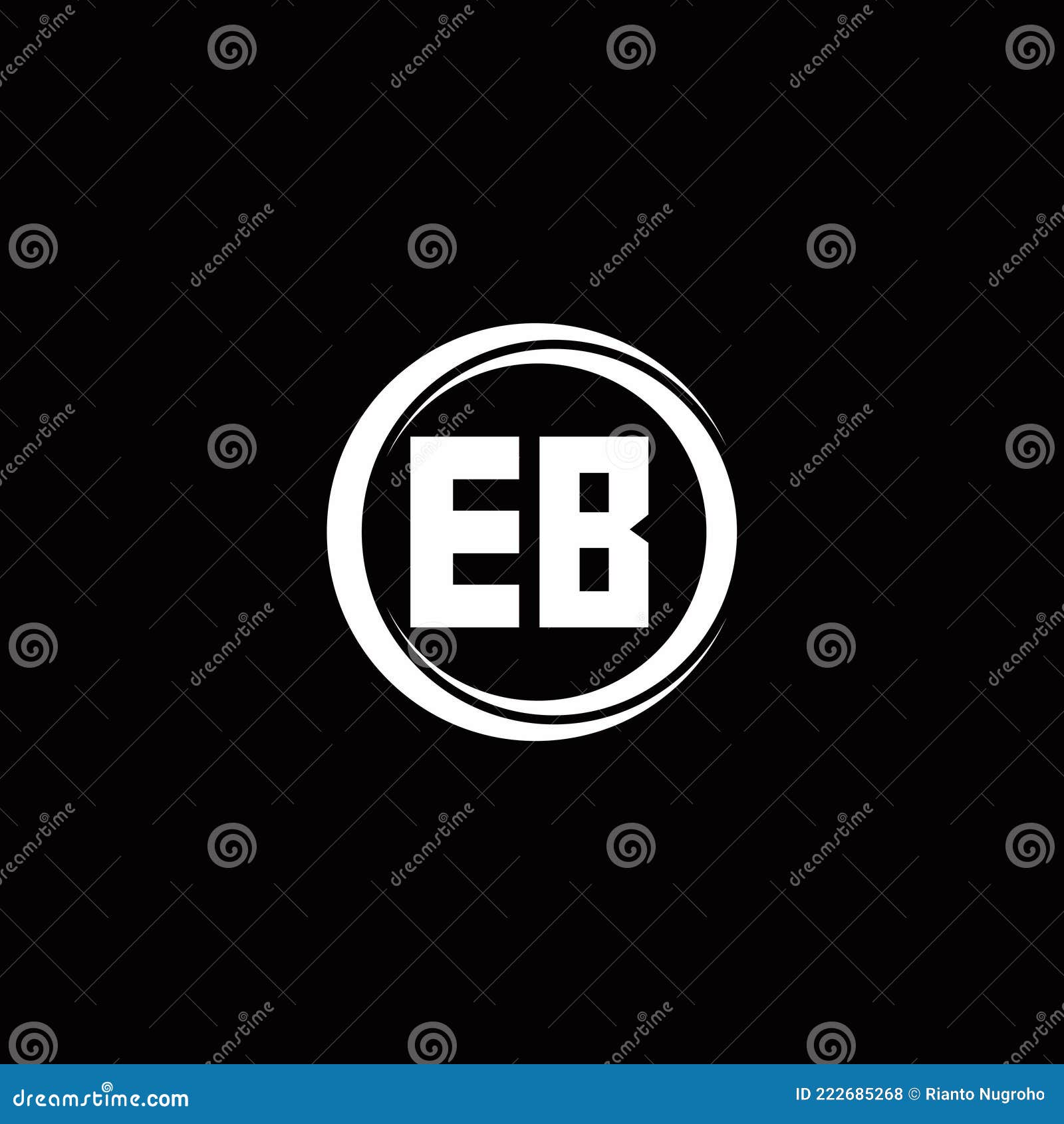 EB Logo Initial Letter Monogram with Circle Slice Rounded Design ...
