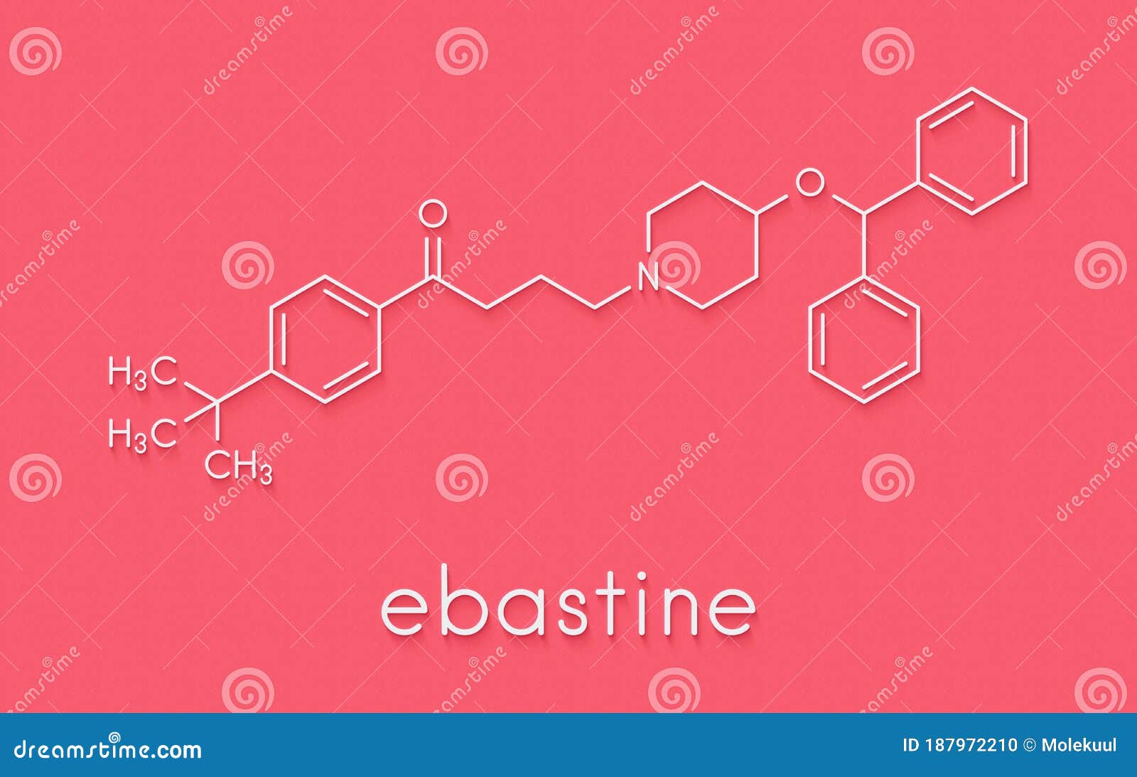 Ebastine Antihistamine Drug Molecule. Skeletal Formula. Stock ...