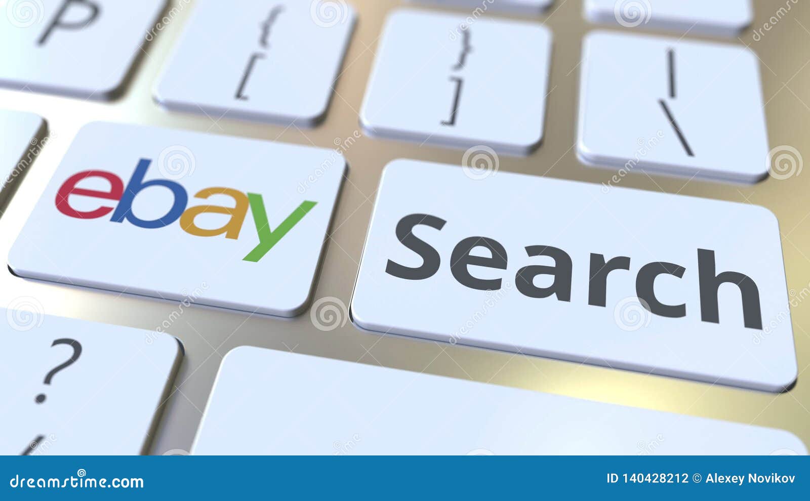 EBAY Company Logo and Search Text on the Keys of the Computer Keyboard ...