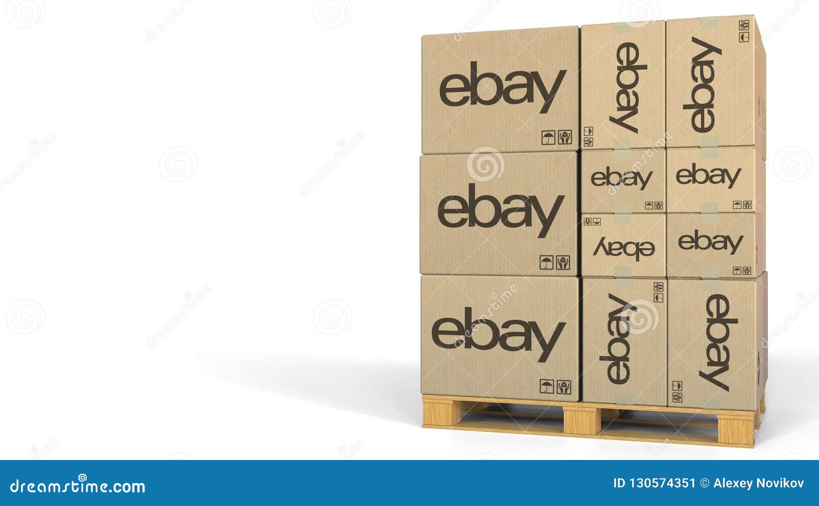EBay Logo on Cartons on Pallet. Editorial 3D Rendering Editorial Photo ...