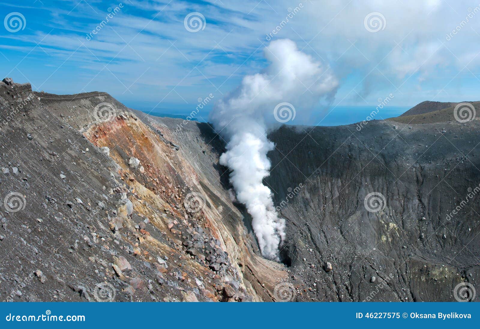 Ebeko Volcano, Paramushir Island, Russia Stock Image - Image of summer ...