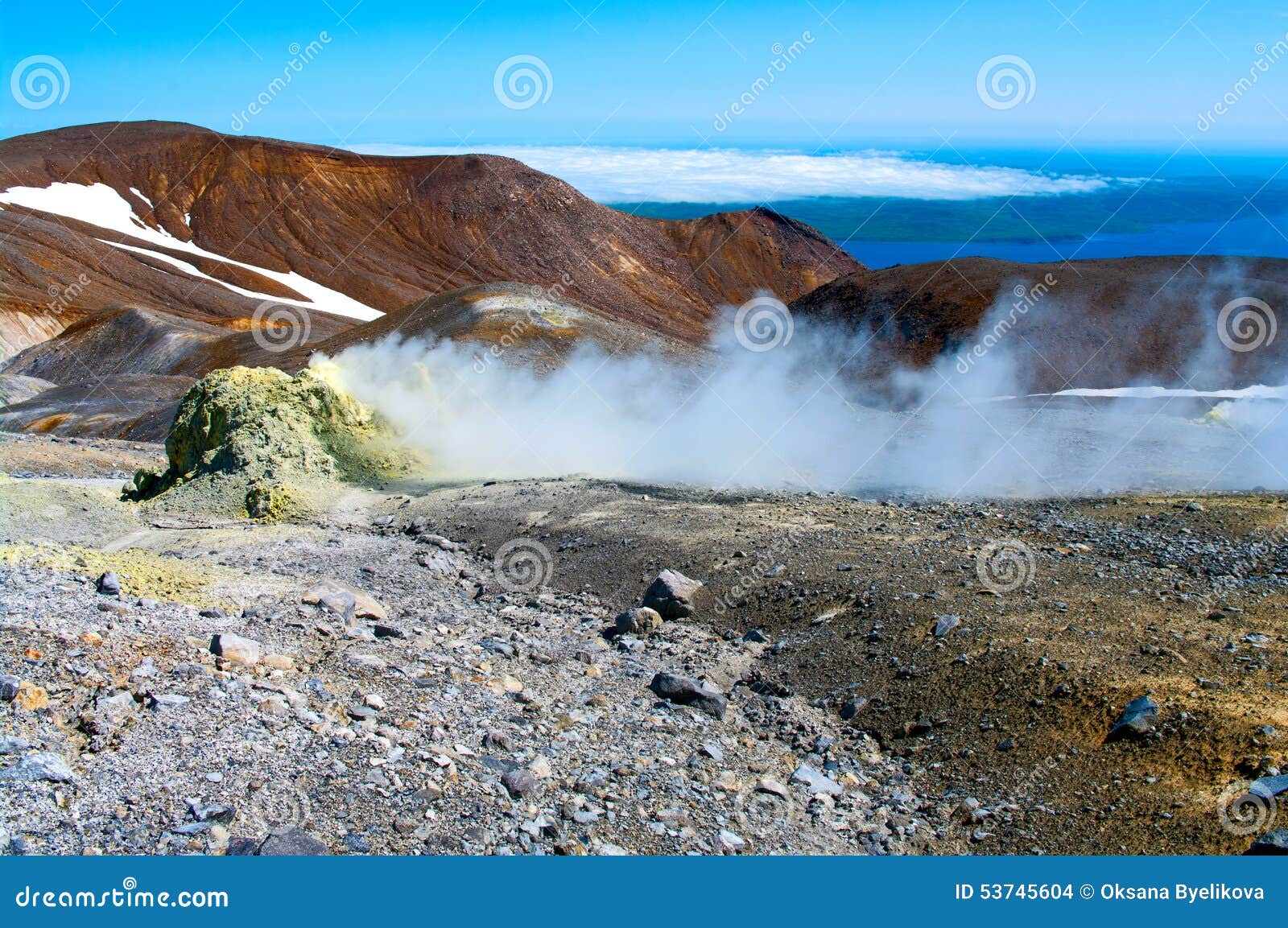 Ebeko Volcano, Paramushir Island, Russia Stock Photo - Image of scenery ...