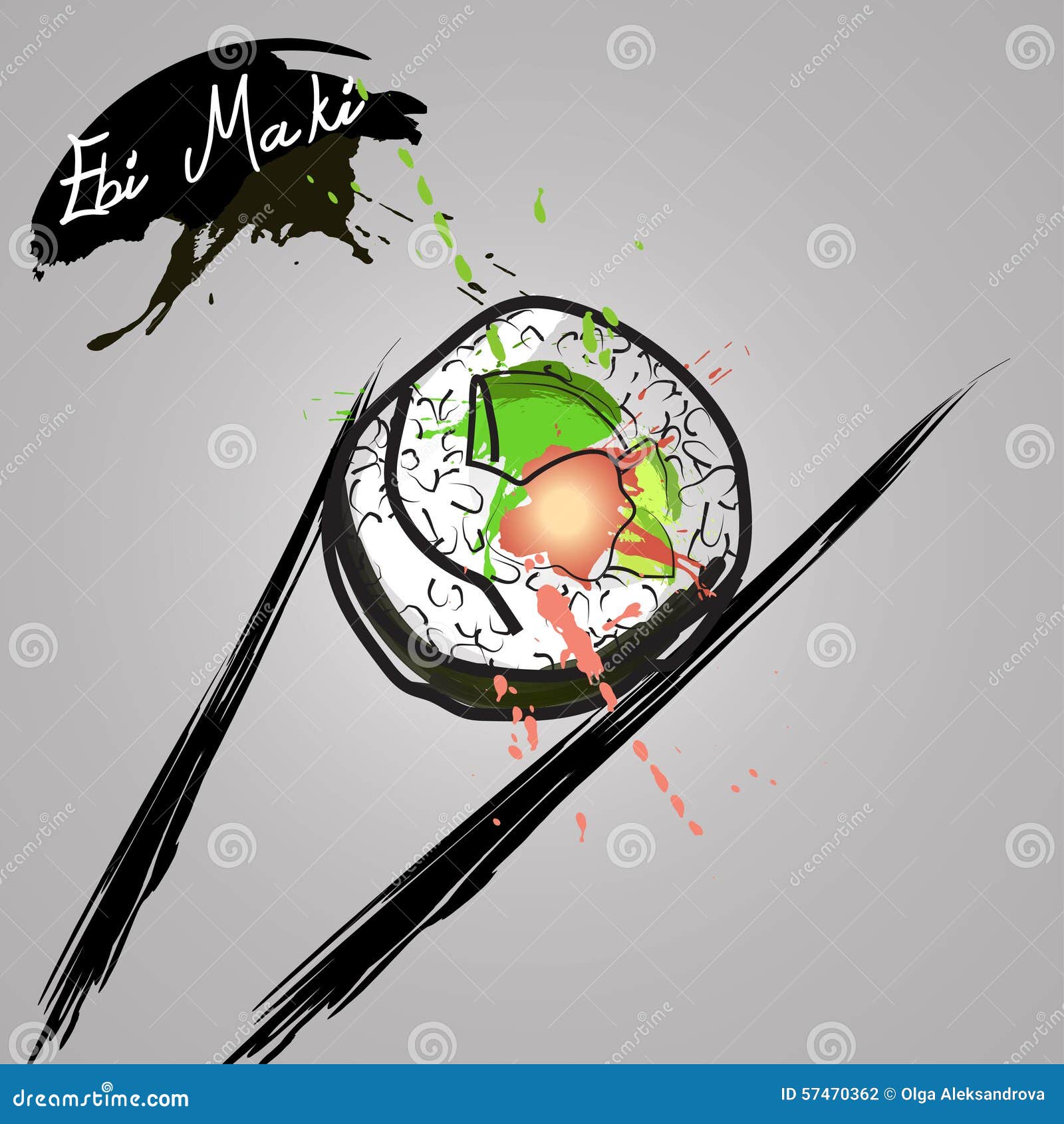 Ebi maki stock illustration. Illustration of icons, food - 57470362