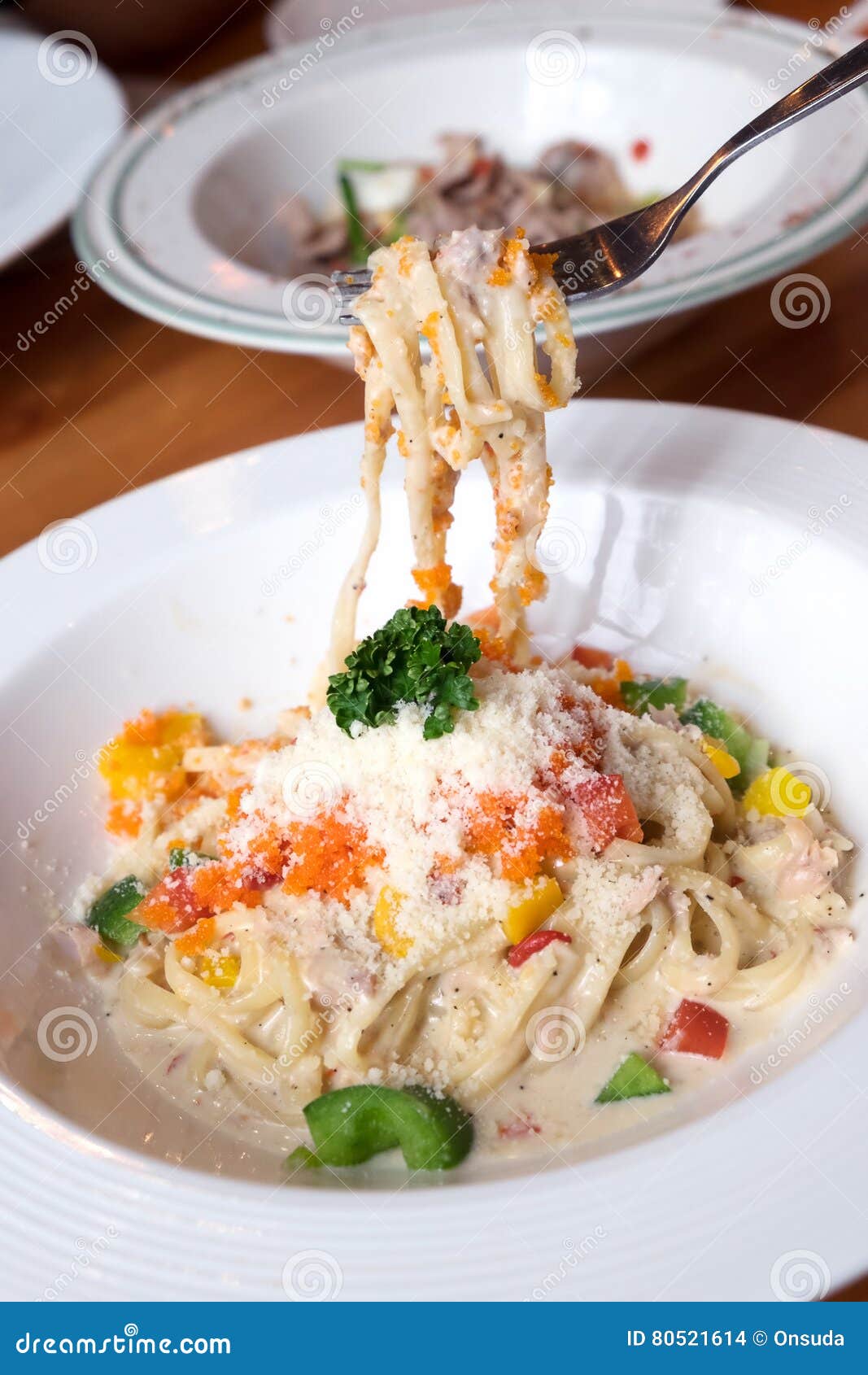 Ebiko cream sauce pasta stock photo. Image of spaghetti - 80521614