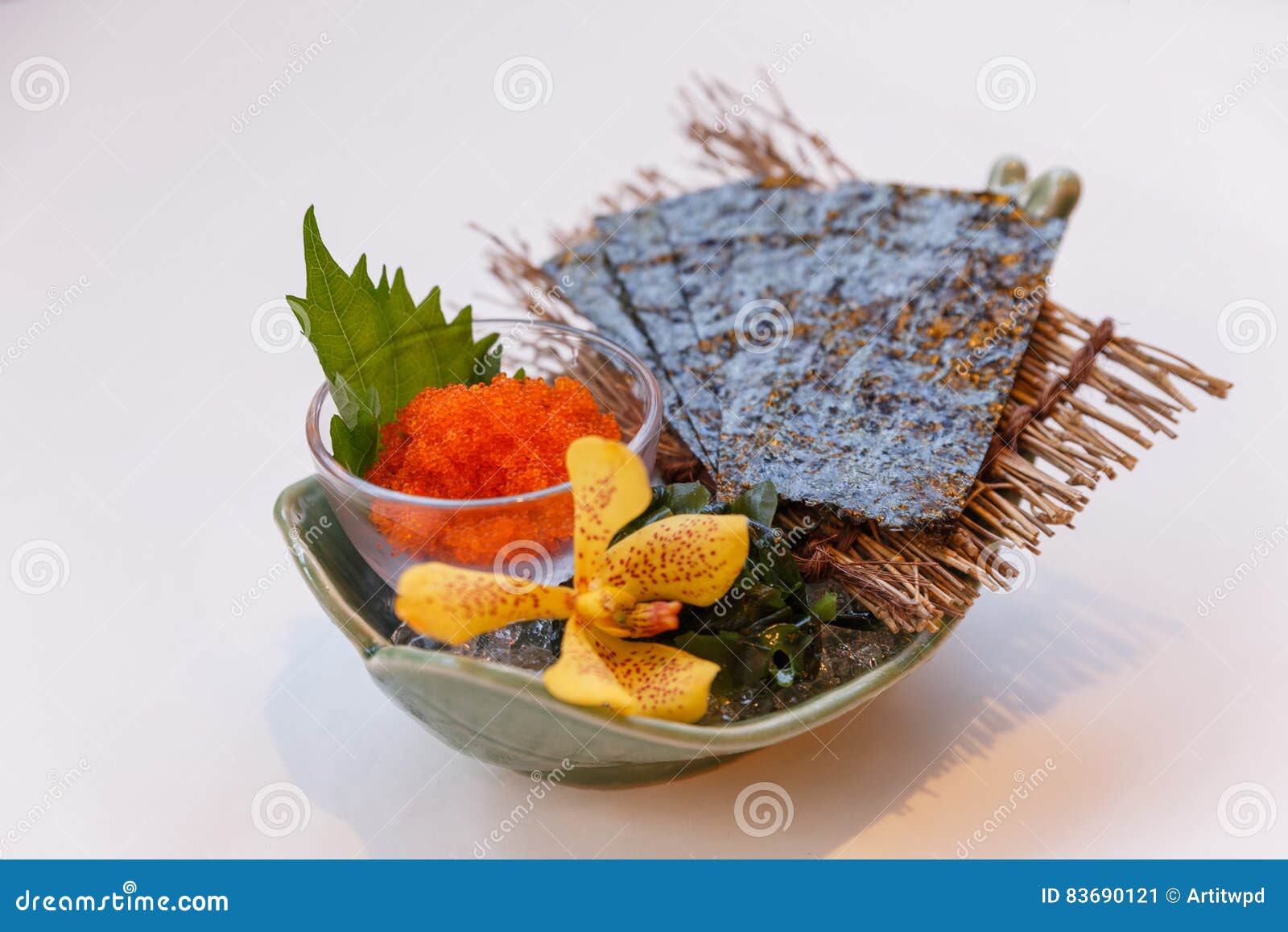 Ebiko Shrimp Egg Served with Seaweed Stock Image - Image of east ...