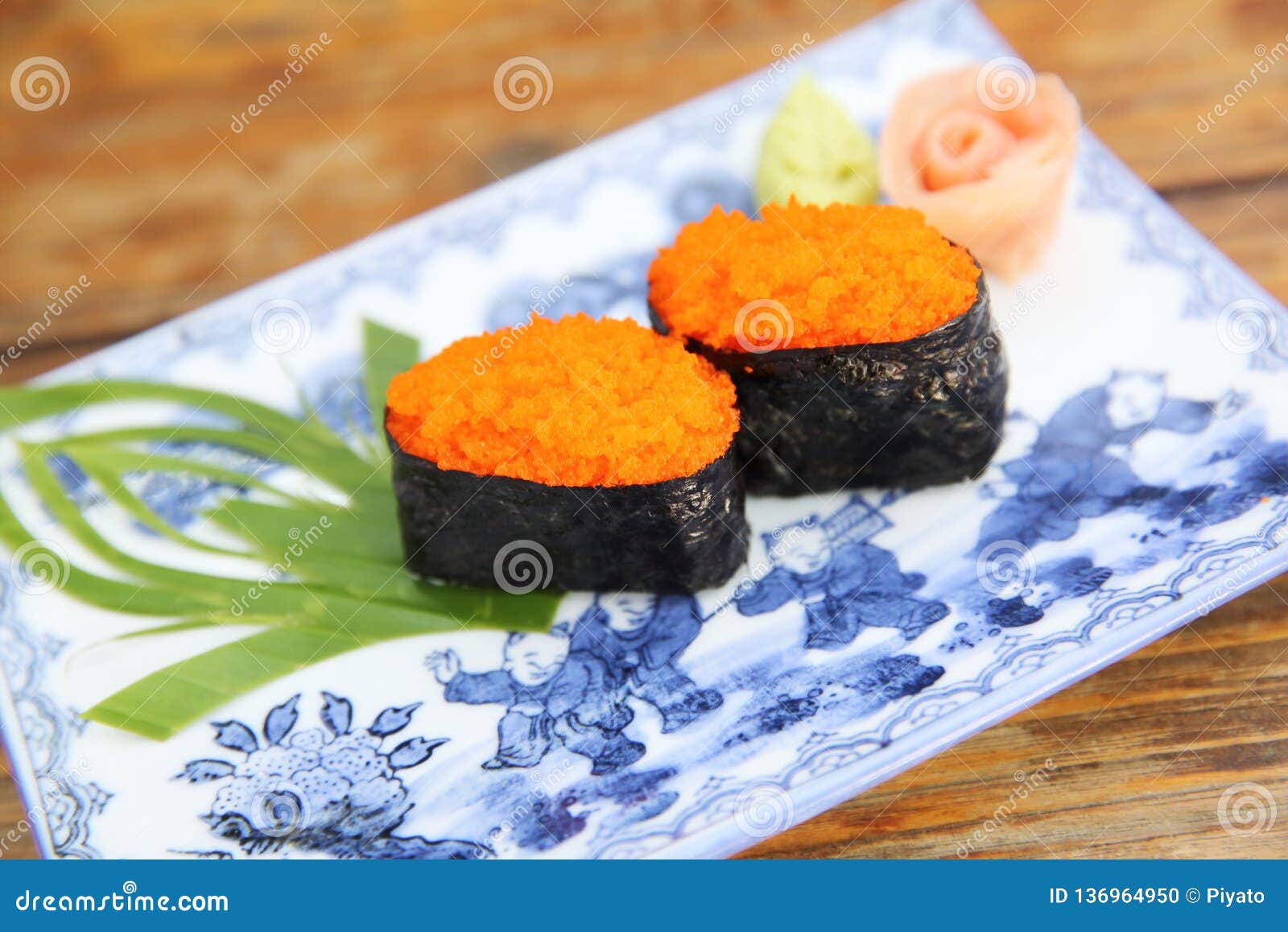 Ebiko sushi set stock photo. Image of caviar, japanese - 136964950