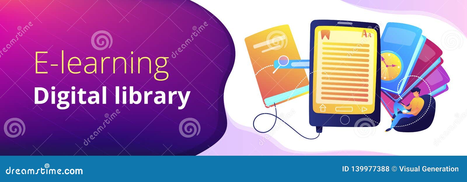 Ebook header banner. stock vector. Illustration of computer - 139977388