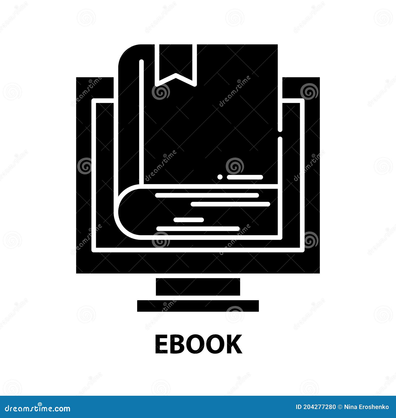 Ebook Icon, Black Vector Sign with Editable Strokes, Concept ...