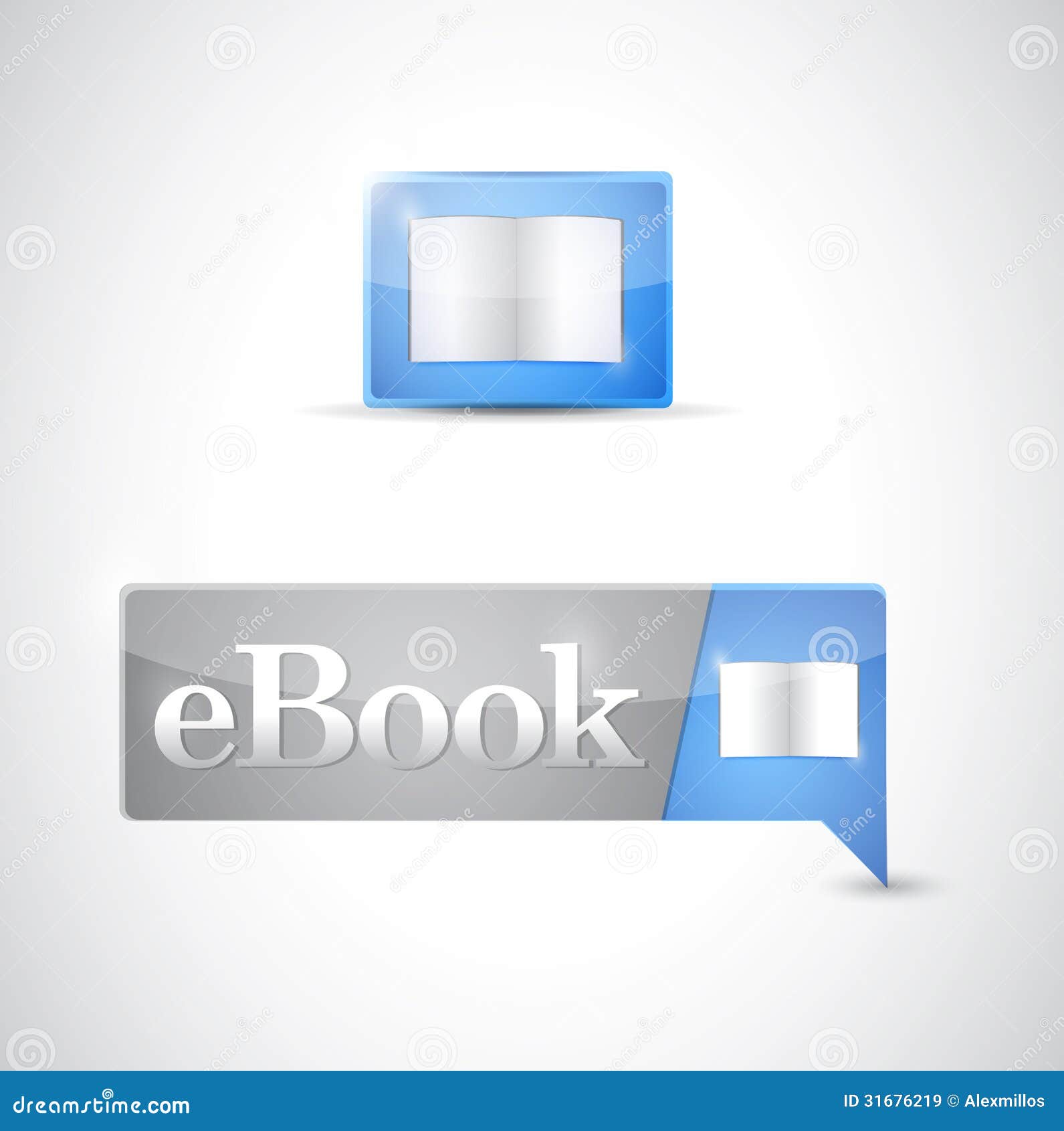 Ebook Icon Button Blue Download Stock Illustration - Illustration of ...