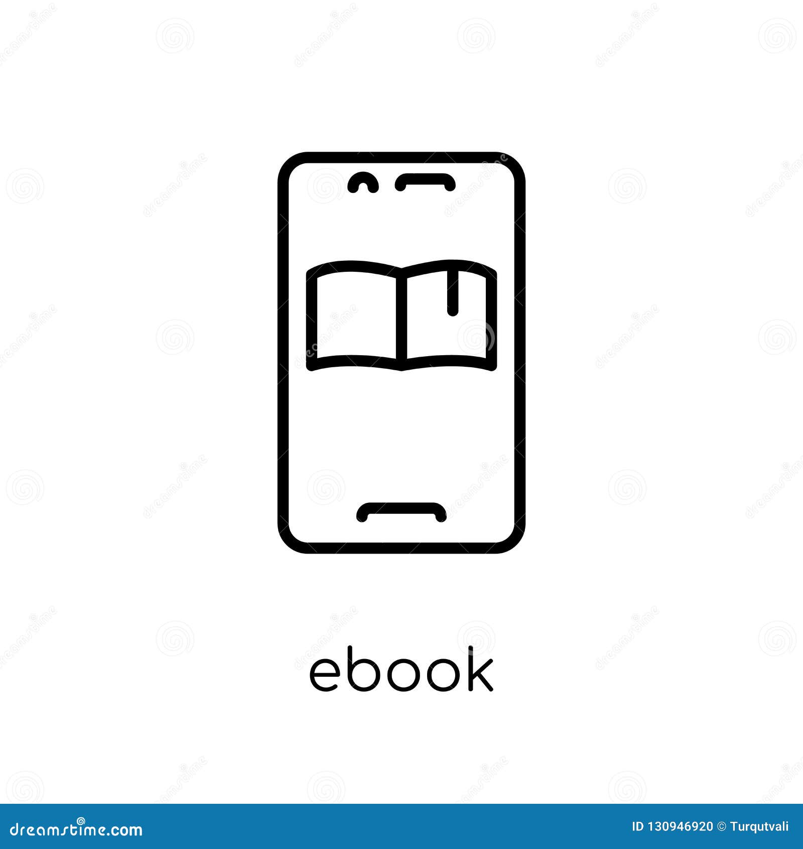 Ebook Icon. Trendy Modern Flat Linear Vector Ebook Icon on White Stock ...