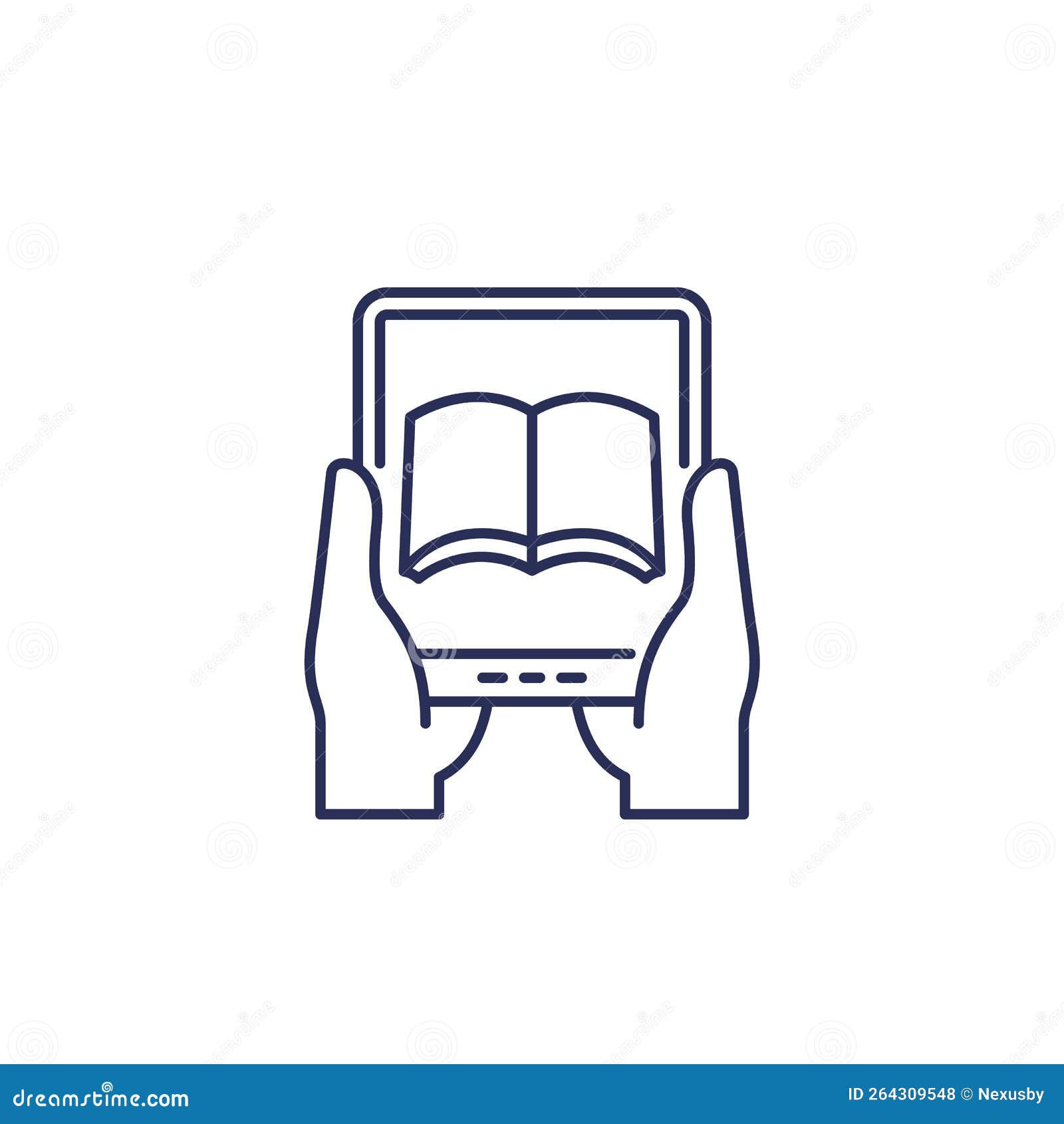 Ebook Reader Device Line Icon Stock Vector - Illustration of literature ...