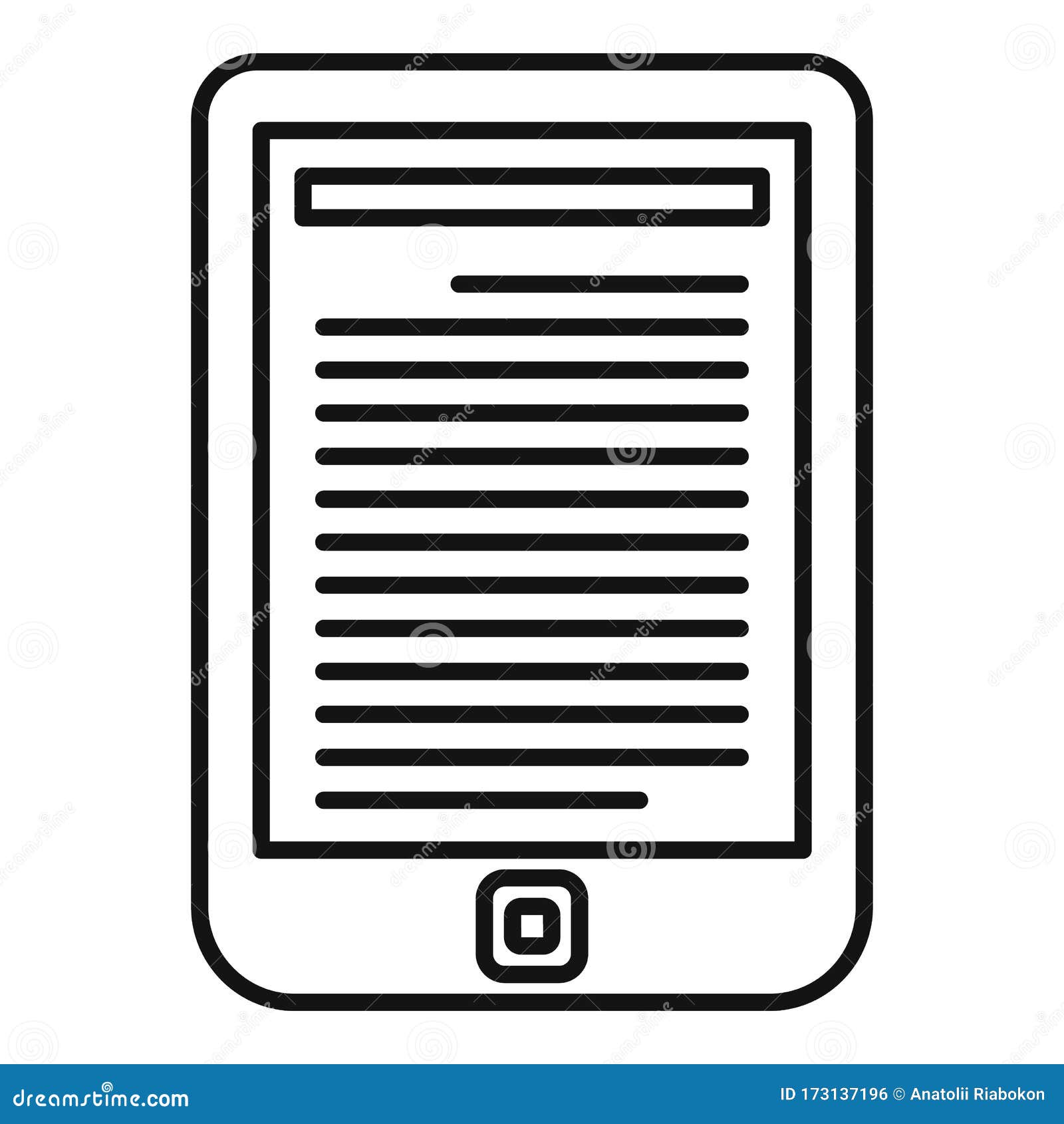 Ebook Reader Icon, Outline Style Stock Vector - Illustration of ...