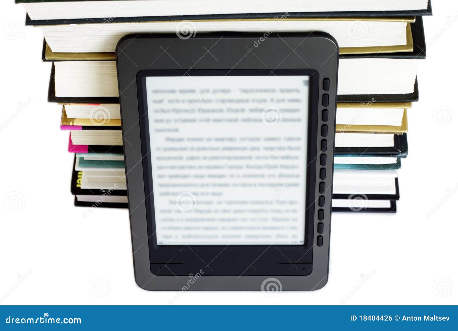 Ebook reader on pile books stock photo. Image of educational - 18404426