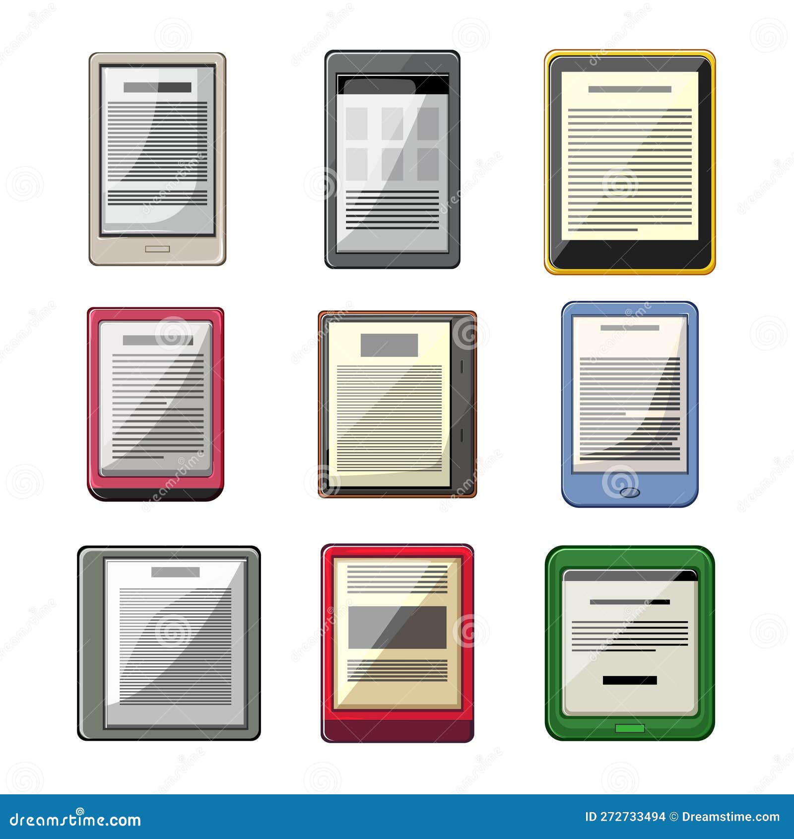 Ebook Reader Set Cartoon Vector Illustration Stock Vector ...