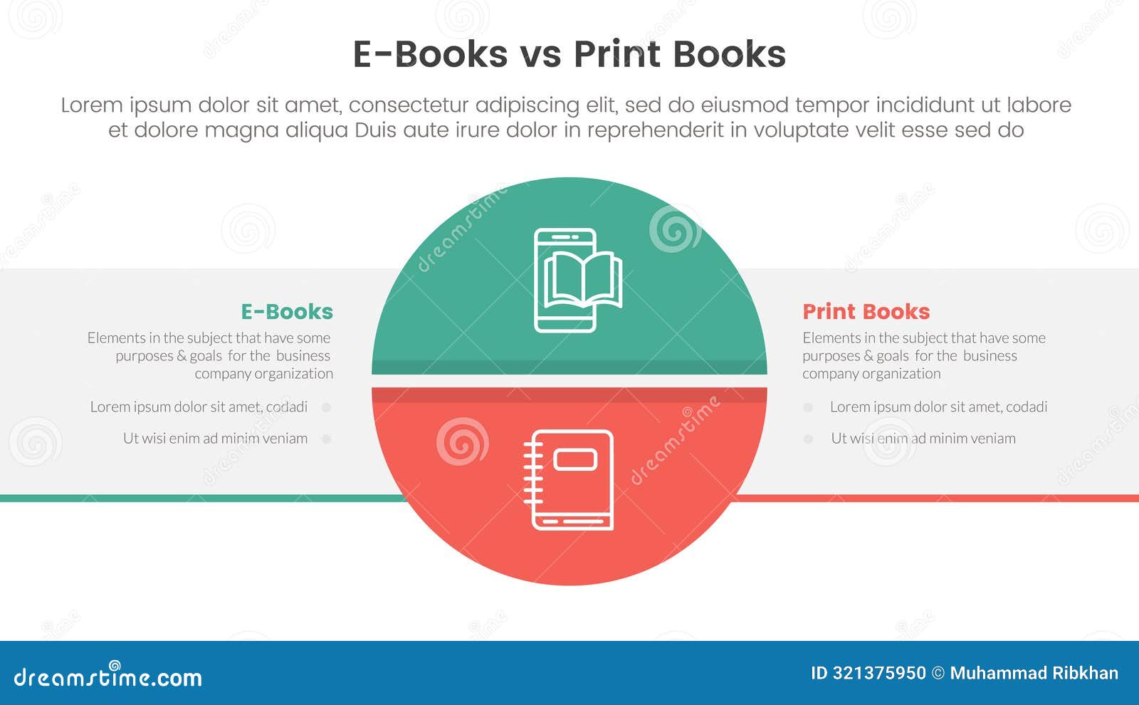 Ebook Vs Physical Book Comparison Concept for Infographic Template ...