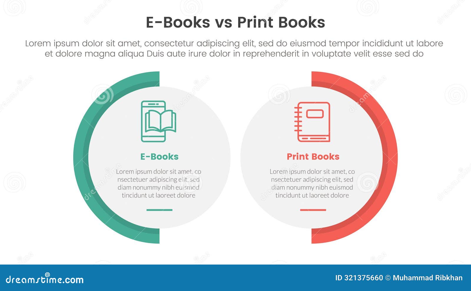 Ebook Vs Physical Book Comparison Concept for Infographic Template ...