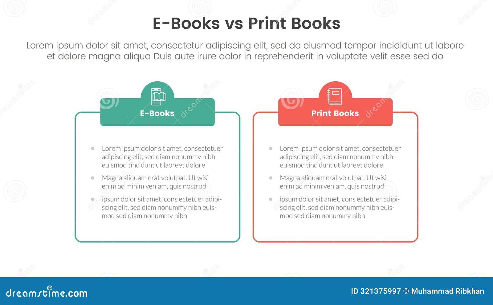 Ebook Vs Physical Book Comparison Concept for Infographic Template ...