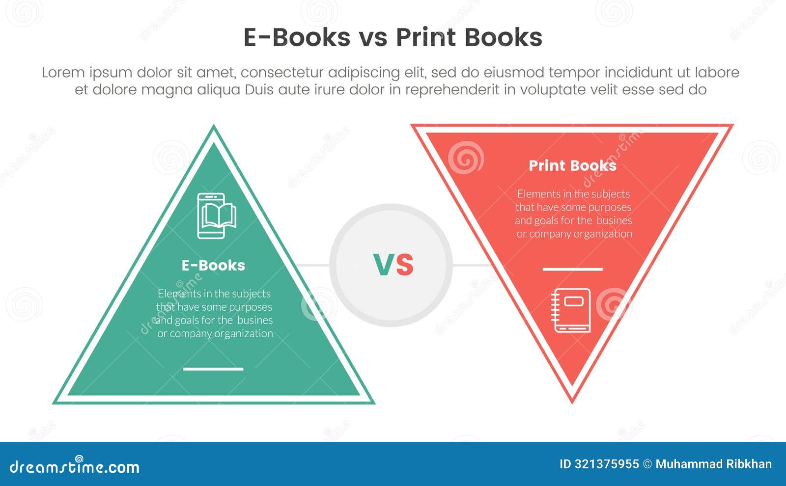 Ebook Vs Physical Book Comparison Concept for Infographic Template ...