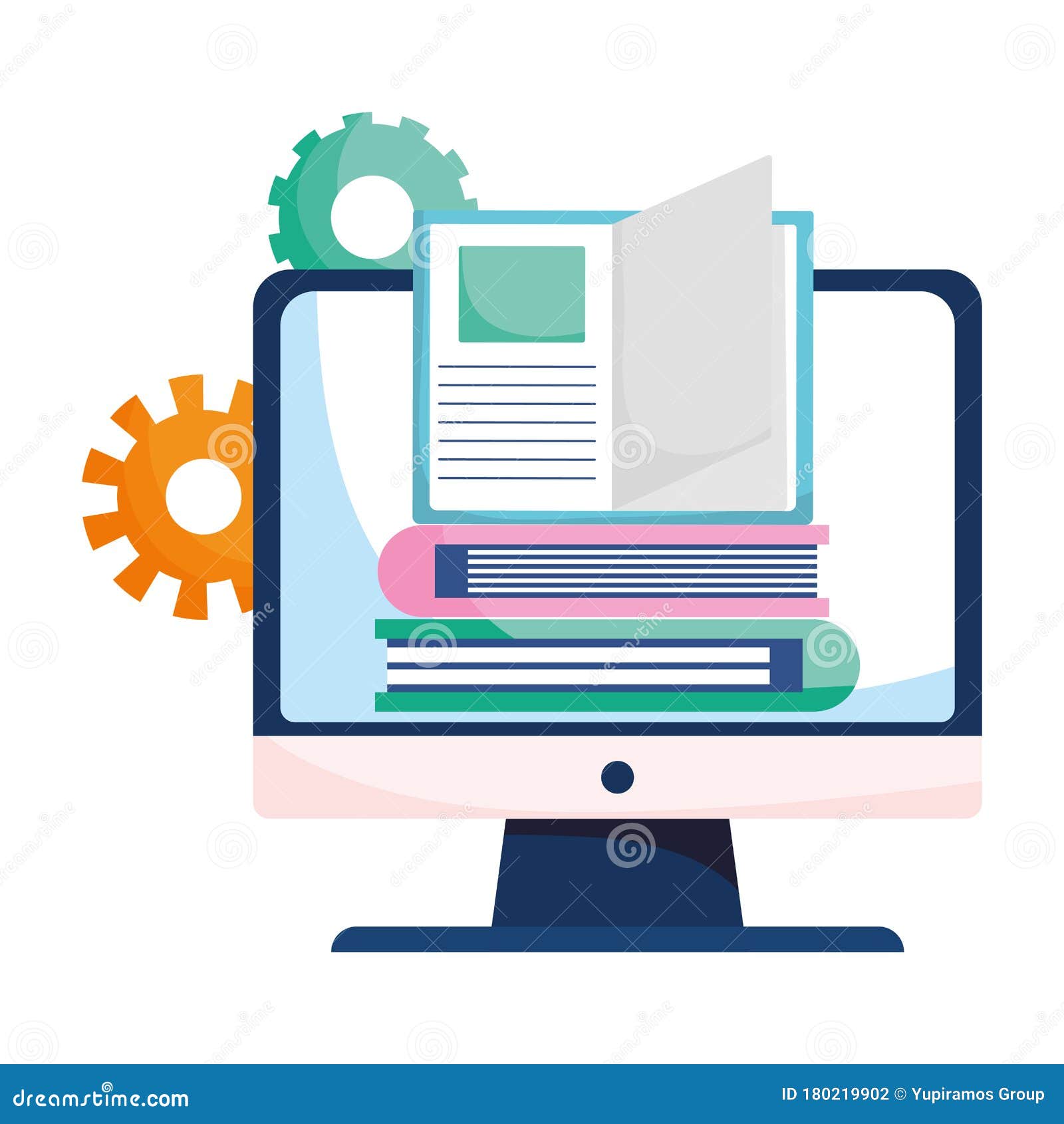 Isolated Ebooks Gears and Computer Vector Design Stock Vector ...
