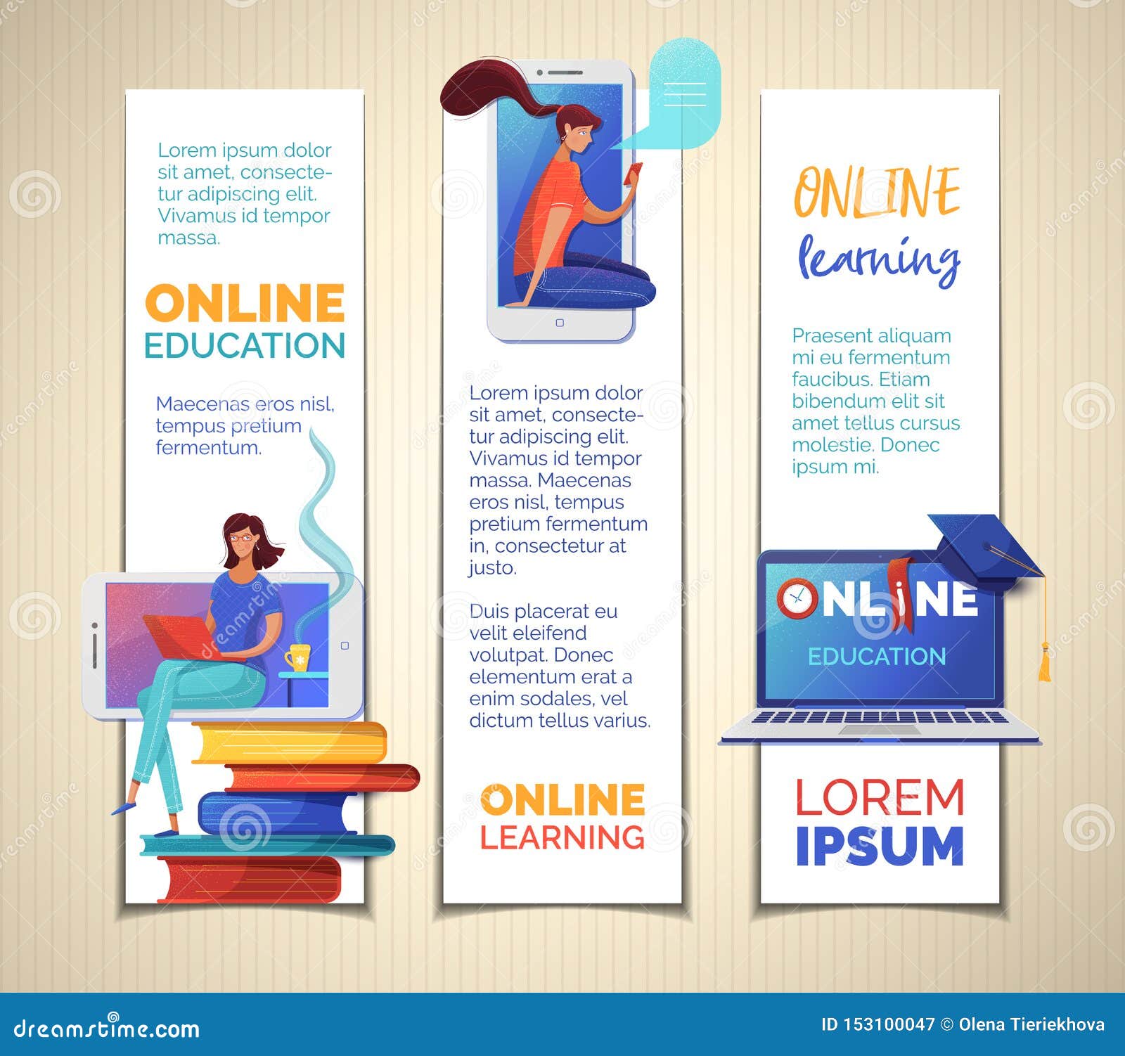 Ebooks Reading Bookmarks Templates Set Stock Vector - Illustration of ...