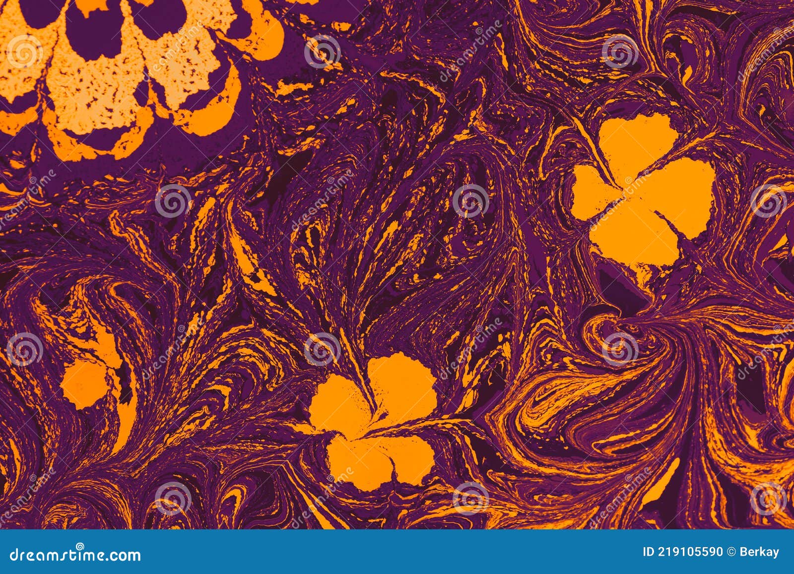 Ebru Marbling Art with Flower Patterns. Abstract Background Template ...