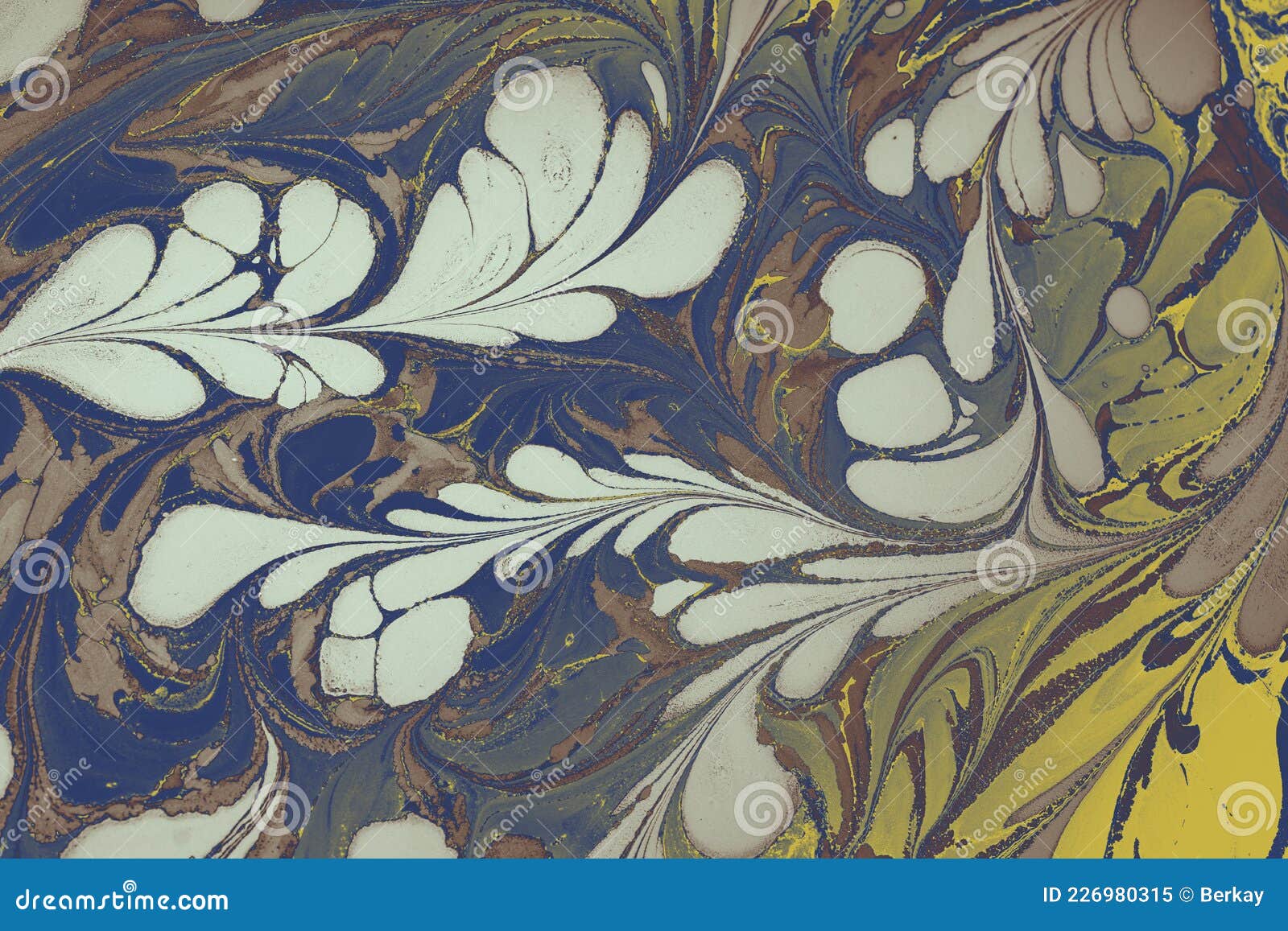 Ebru Marbling Art with Flower Patterns. Abstract Background Template ...