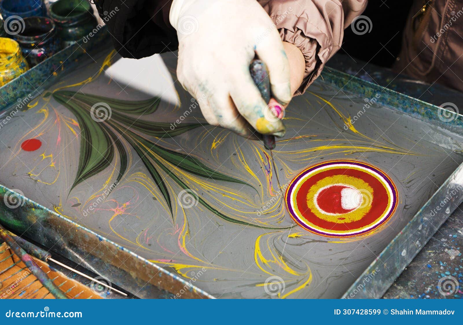 Ebru Painting. Process Of Creating Drawings In Ebru Technique. Drawing ...