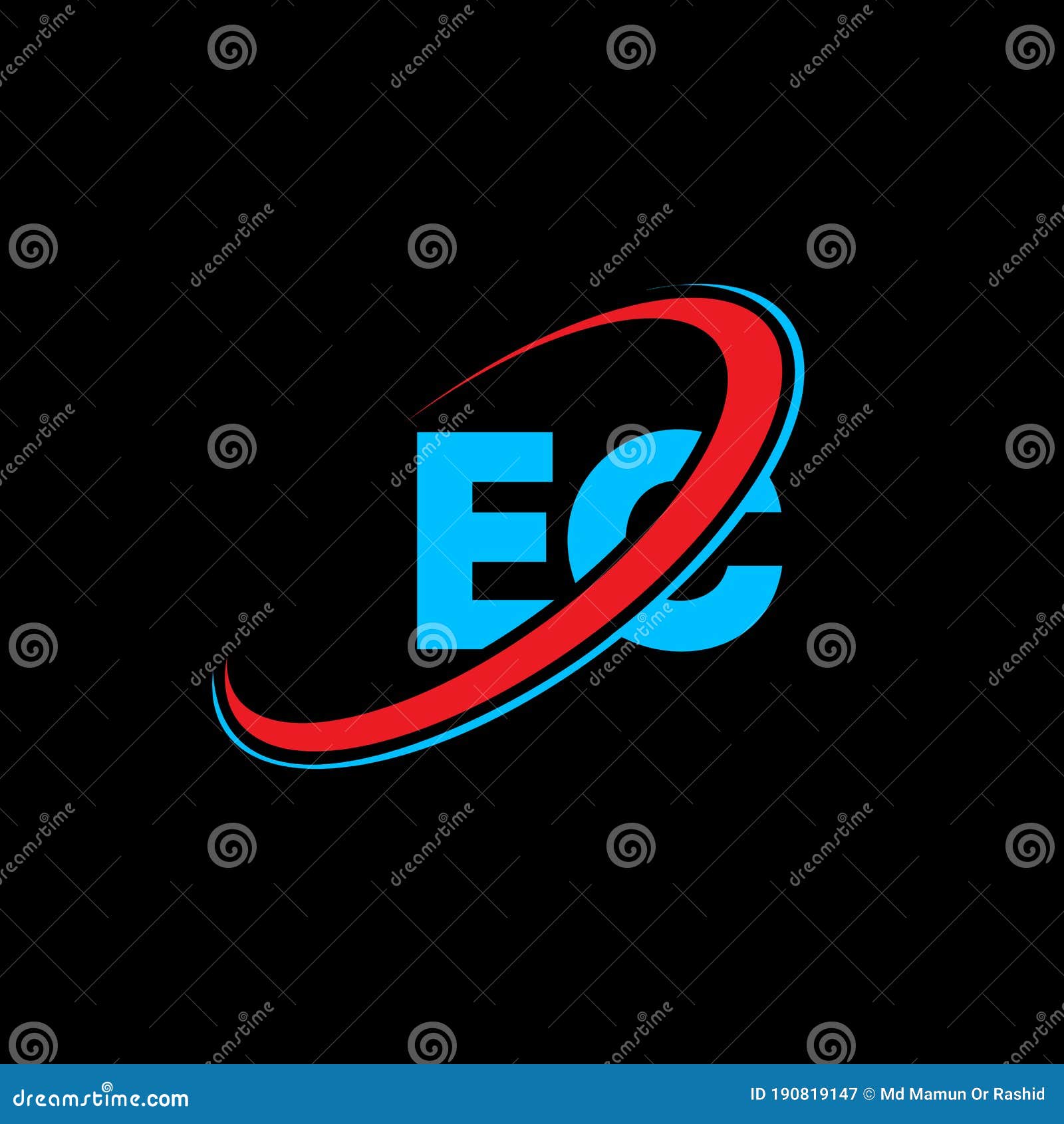 EC E C Letter Logo Design. Initial Letter EC Linked Circle Uppercase ...