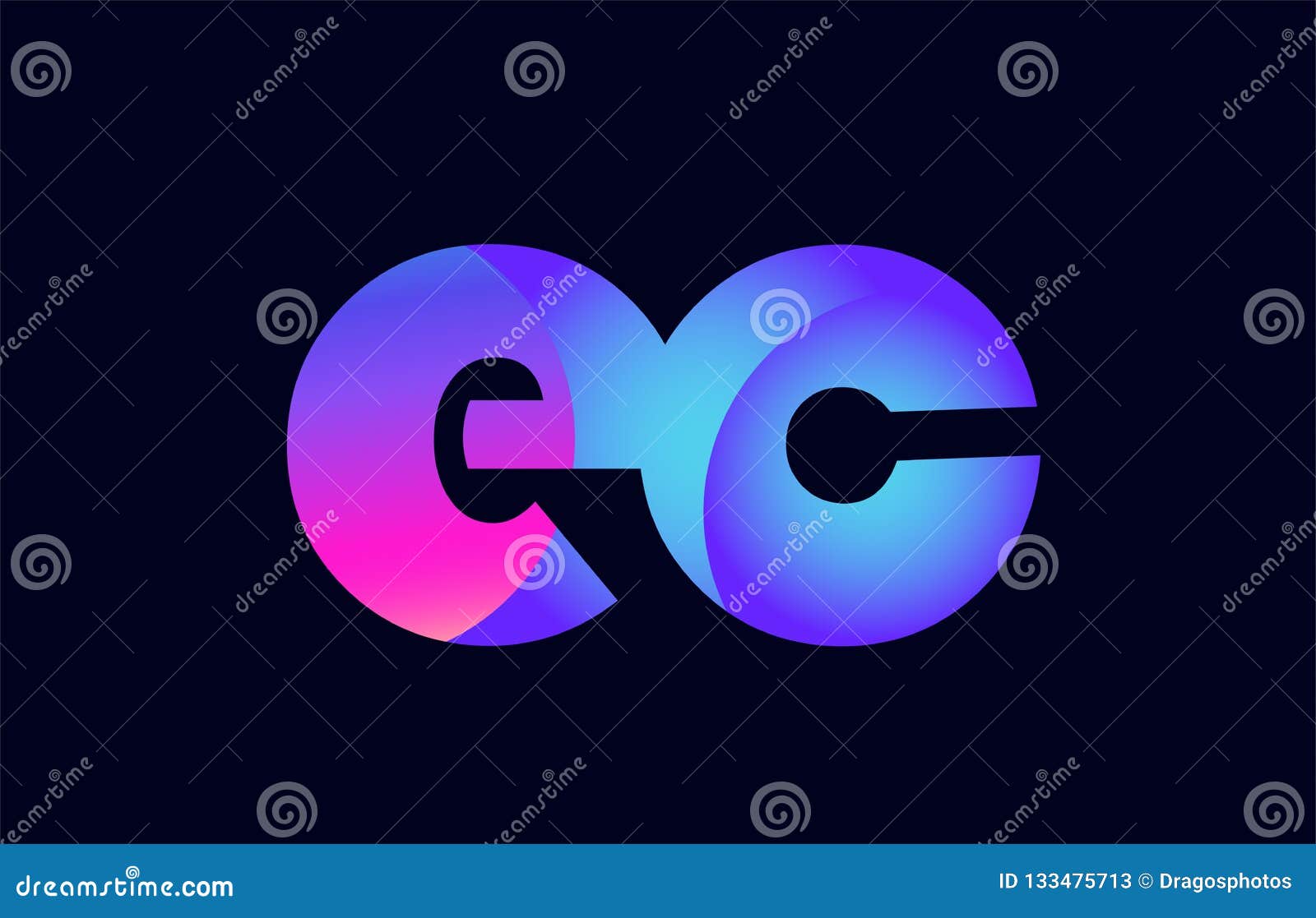 Ec E C Spink Blue Gradient Alphabet Letter Combination Logo Icon Stock ...