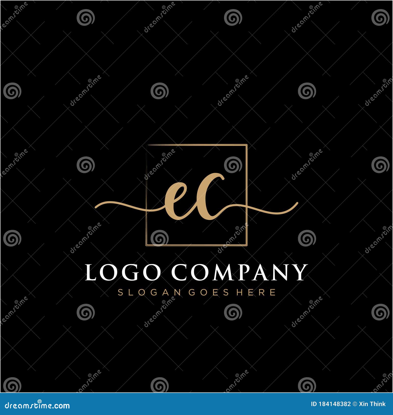 EC Initial Handwriting Logo with Rectangle Template Vector Stock Vector ...