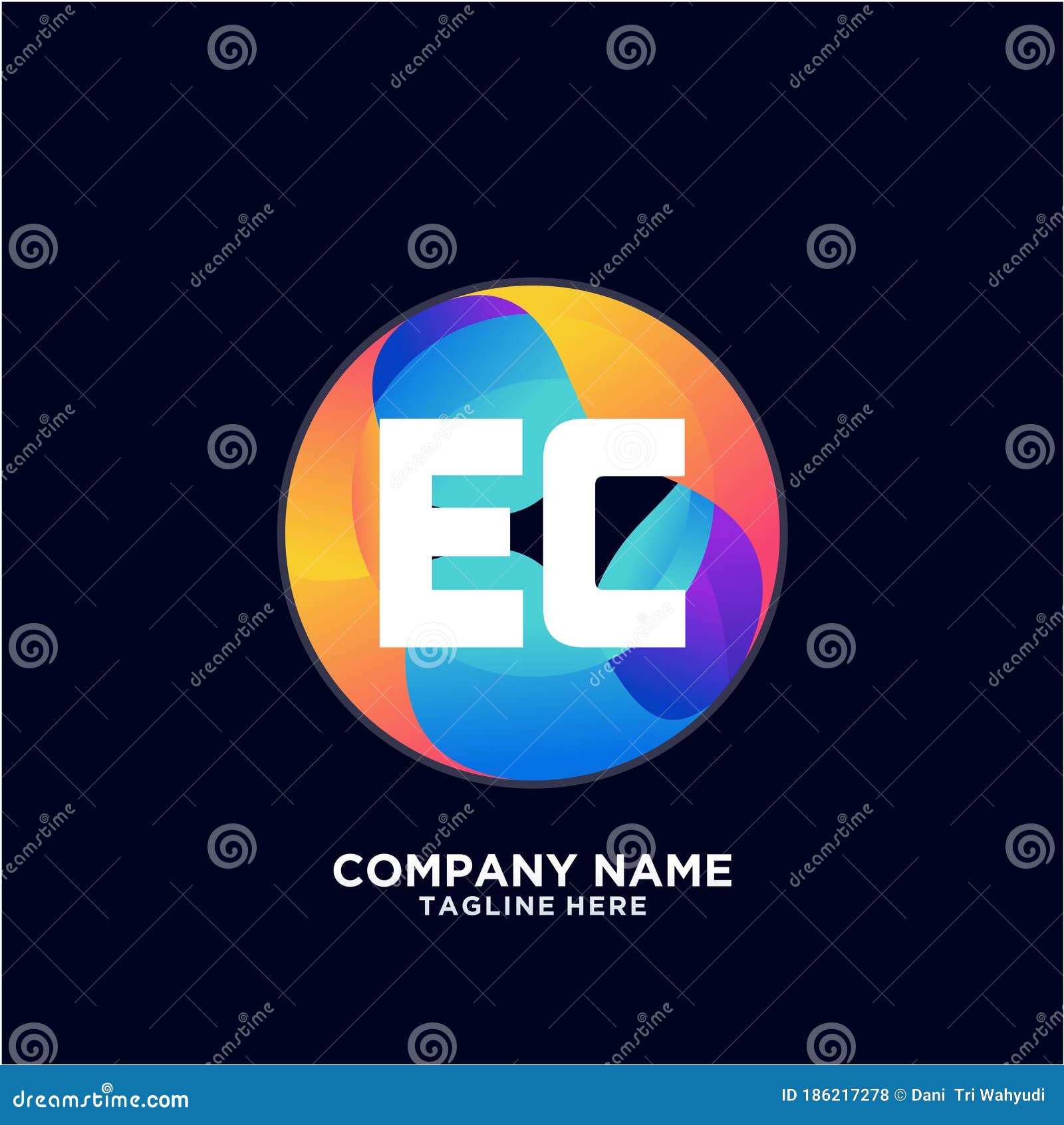EC Initial Logo with Colorful Circle Template Vector Stock Vector ...
