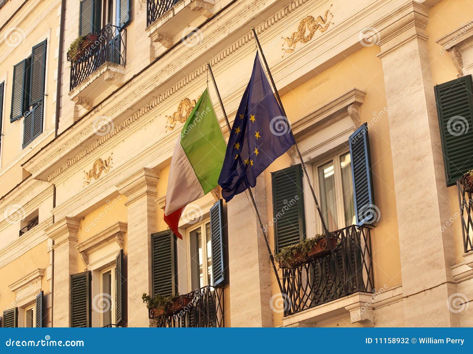 EC Italy Flags Building Rome Stock Photo - Image of building, details ...