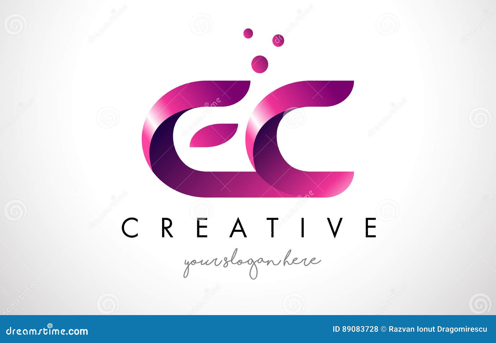 EC Letter Logo Design with Purple Colors and Dots Stock Vector ...
