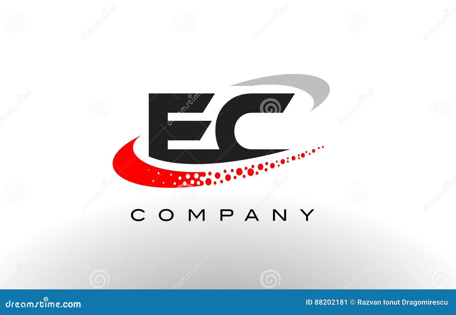 EC Modern Letter Logo Design with Red Dotted Swoosh Stock Vector ...