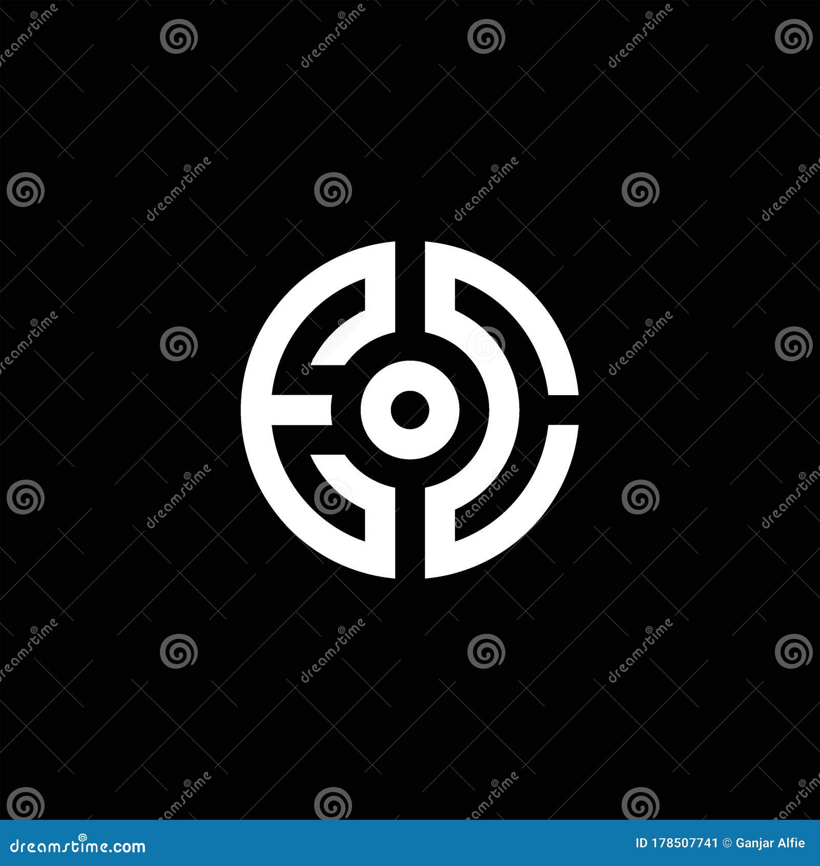 EC Monogram Logo with Abstract Circle Style and Dot in the Middle Stock ...