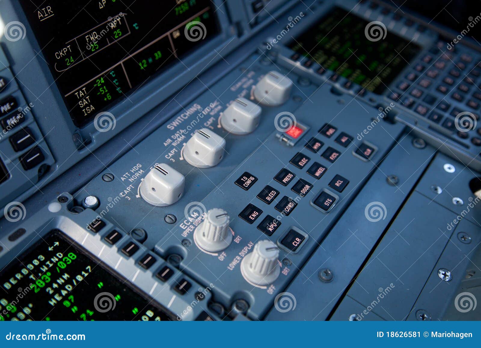 ECAM control panel stock image. Image of flying, technology - 18626581