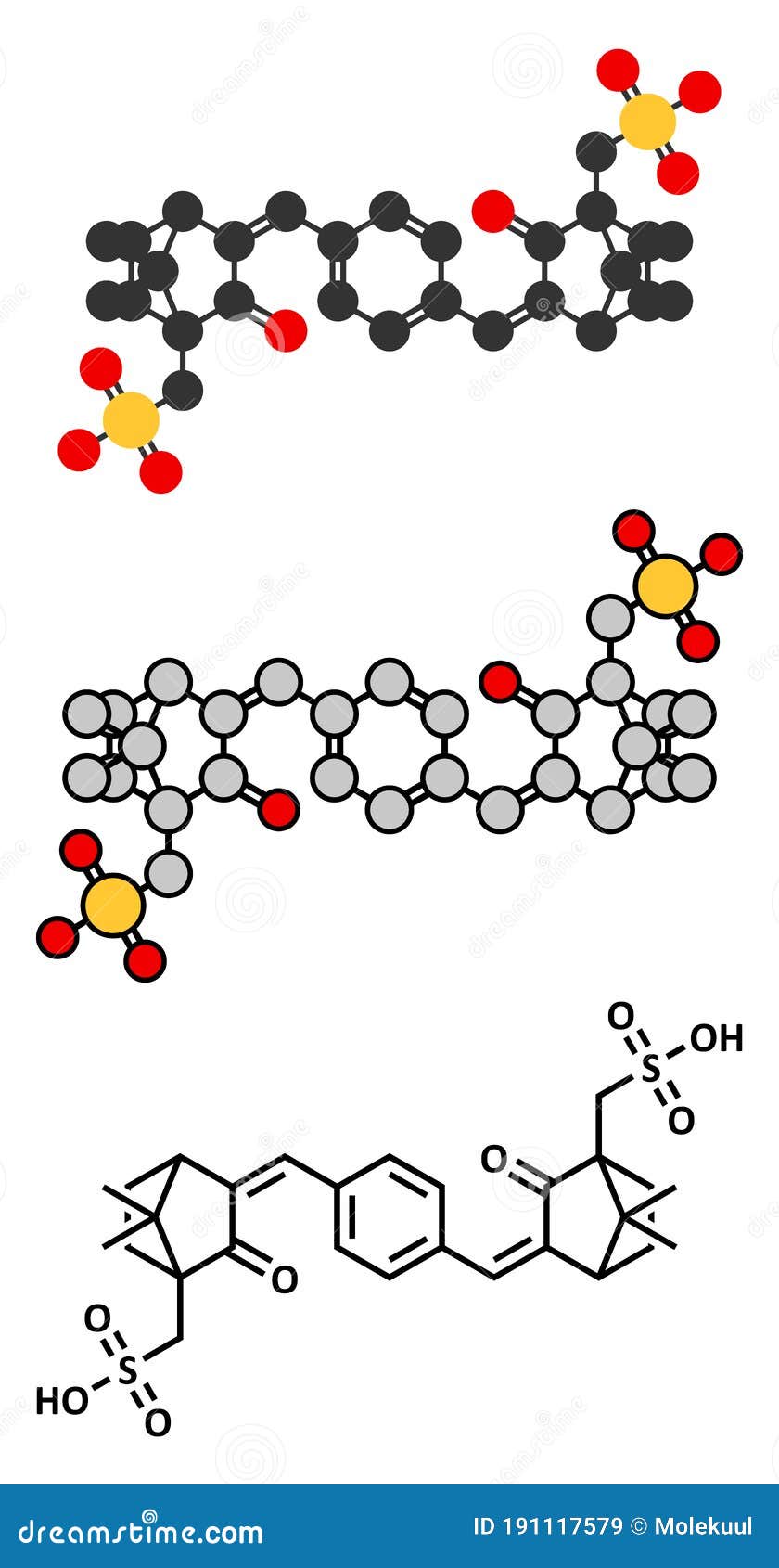 Ecamsule Sunscreen Molecule UV Filter. Skeletal Formula. Vector ...