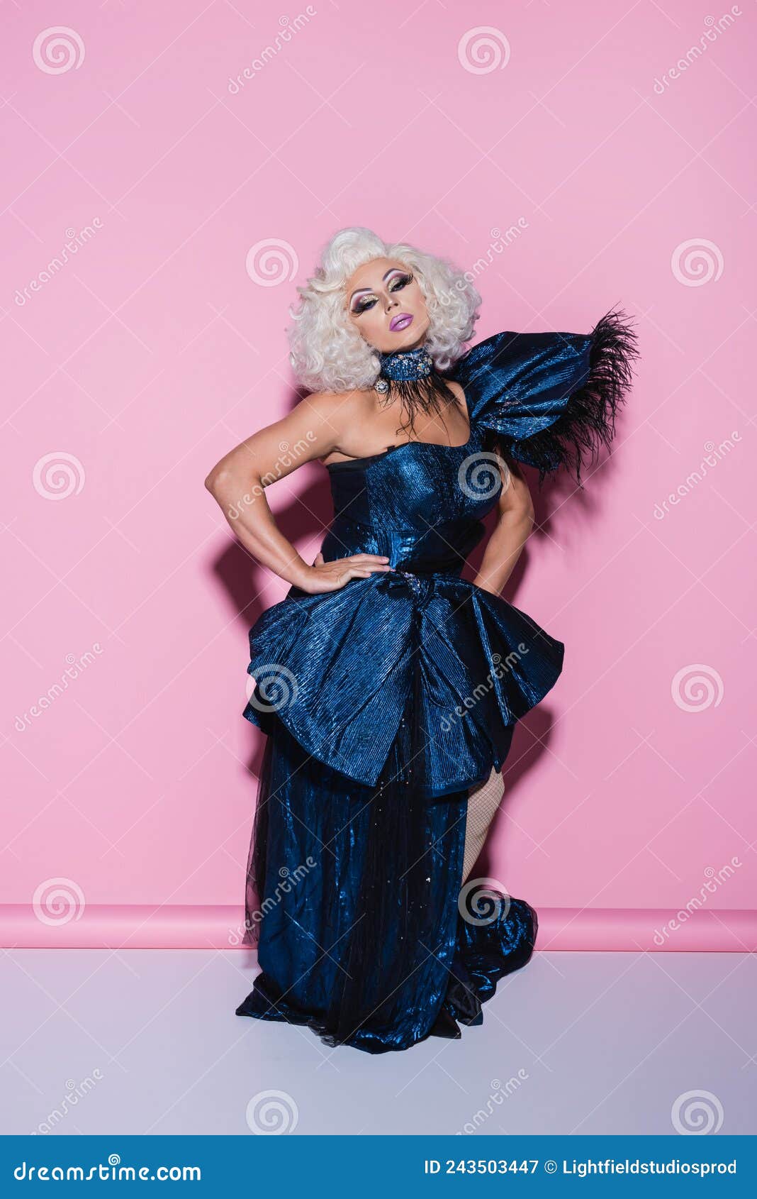 Eccentric Drag Queen with Bright Makeup Stock Image - Image of dress ...