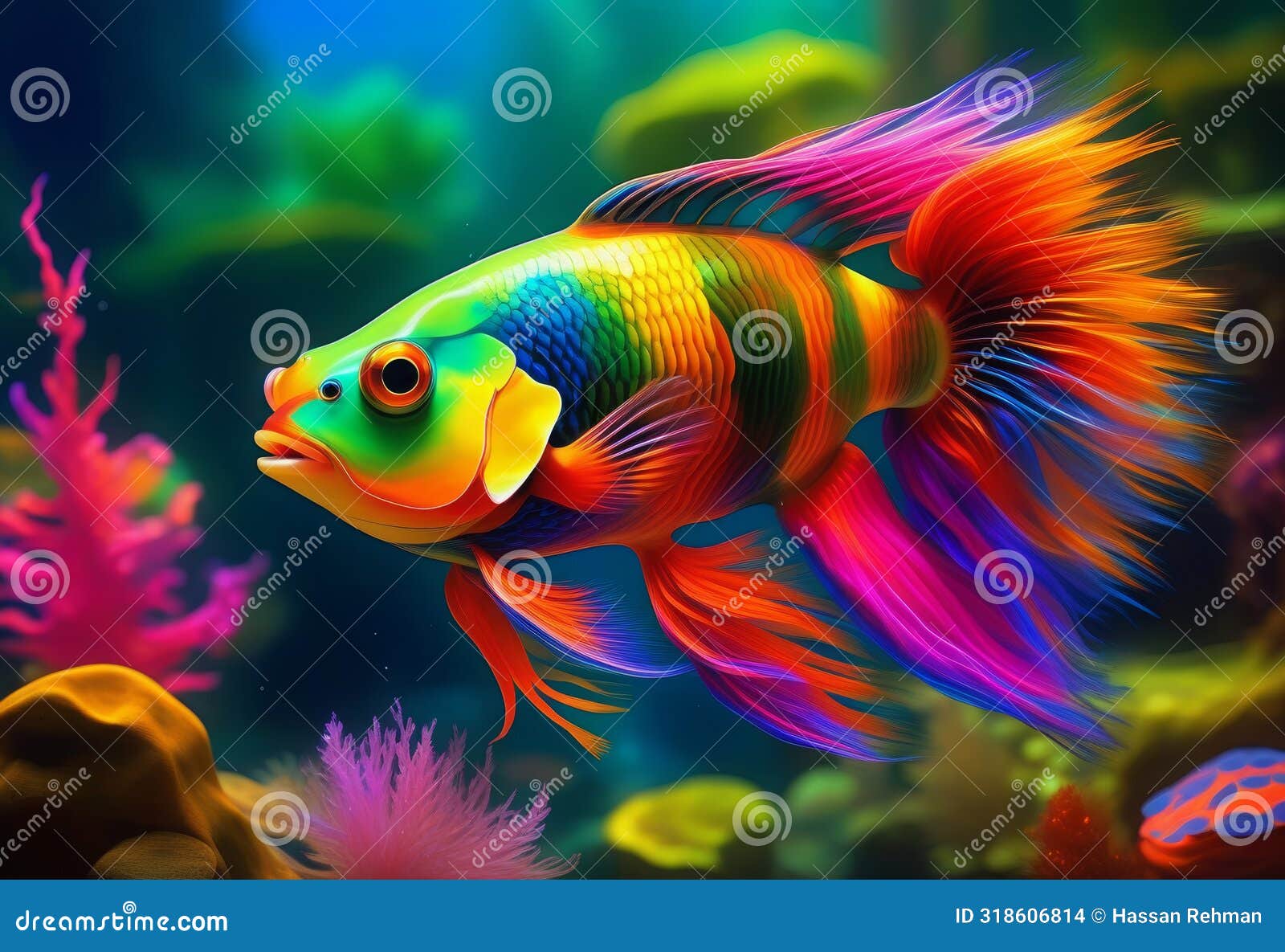 An Eccentric Fishlike Creature in Technicolor Splendor Stock ...