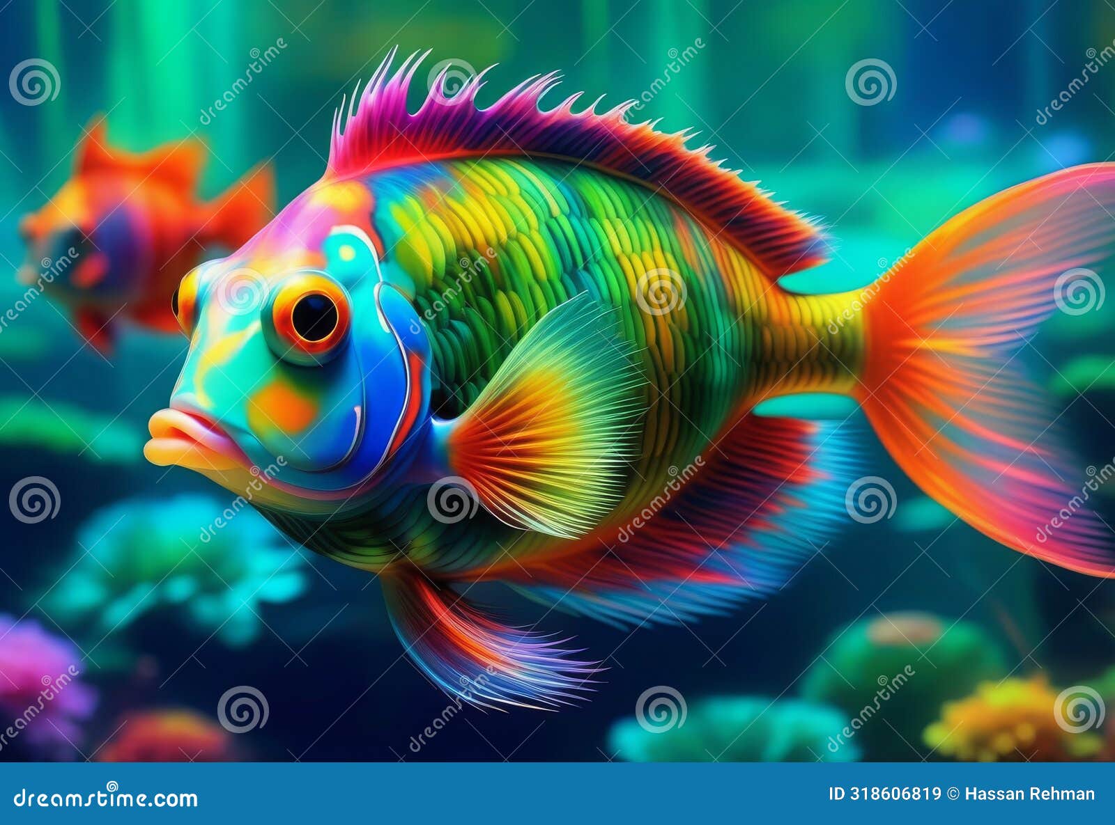 An Eccentric Fishlike Creature in Technicolor Splendor Stock ...
