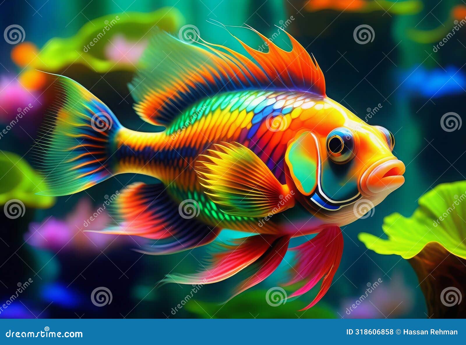 An Eccentric Fishlike Creature in Technicolor Splendor Stock ...