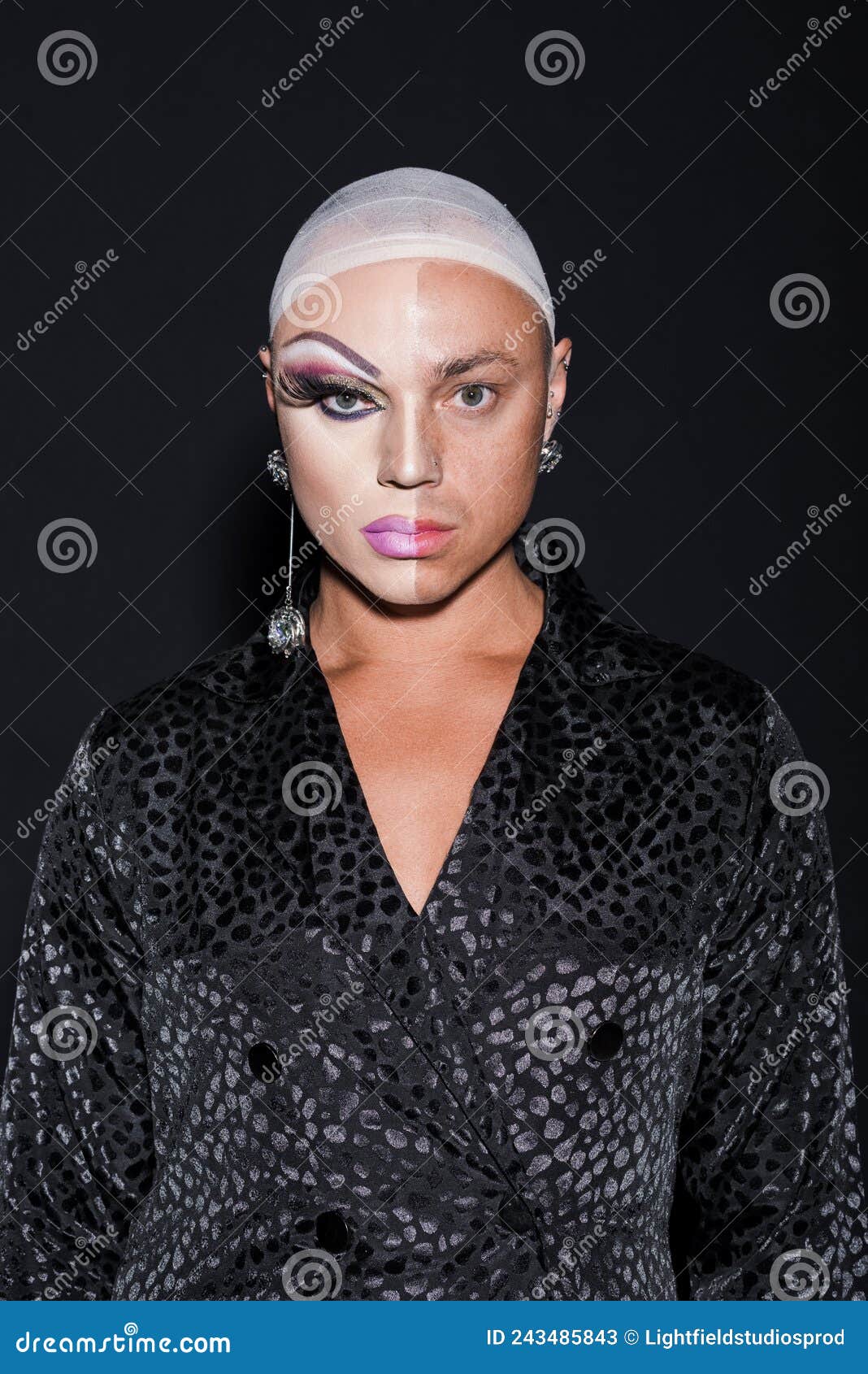 Eccentric Man with Piercing and Makeup Stock Image - Image of ...