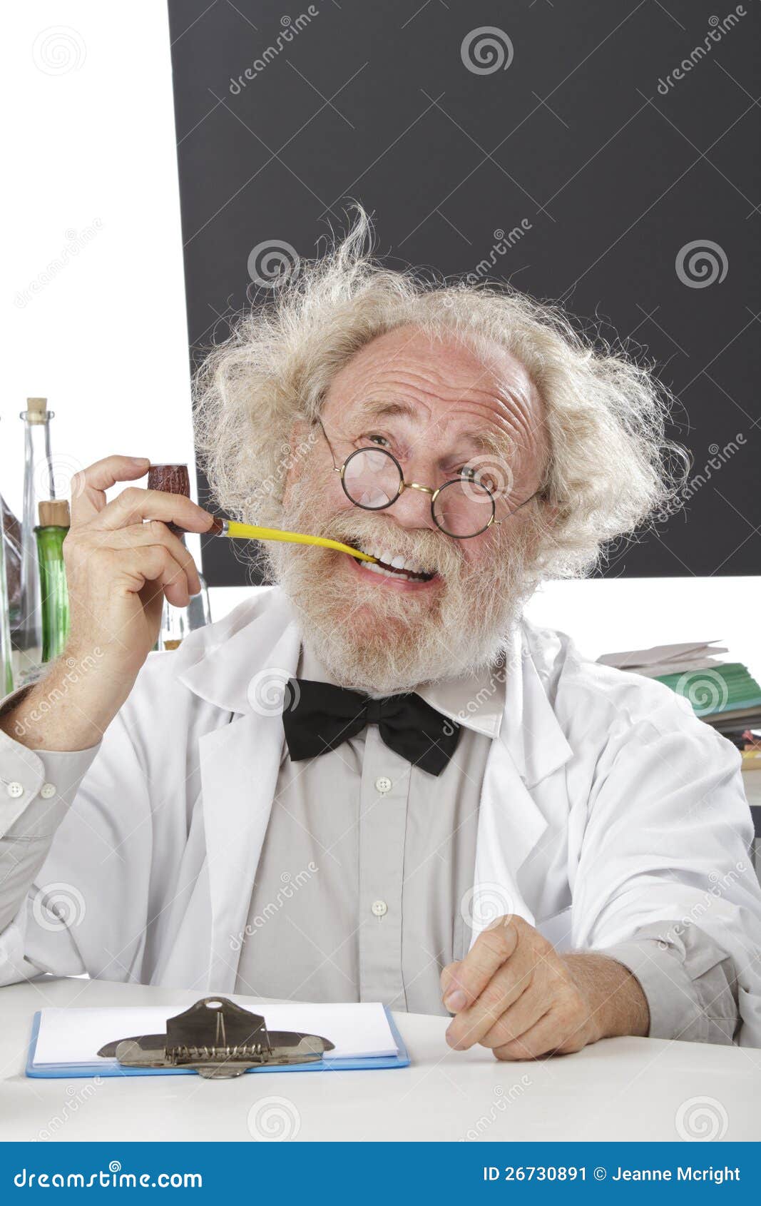 Eccentric Scientist in Lab Thinks of Ideas Stock Image - Image of ...
