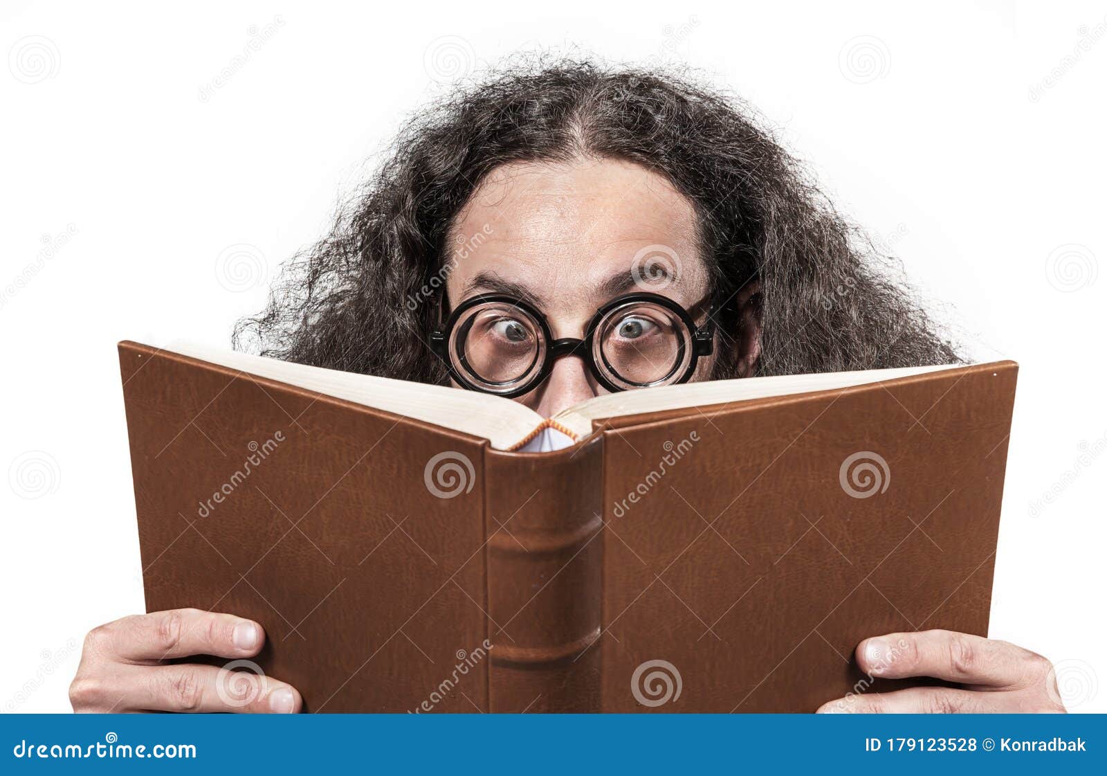 Eccentric, Young Nerd Reading a Book Stock Photo - Image of nerd, idea ...