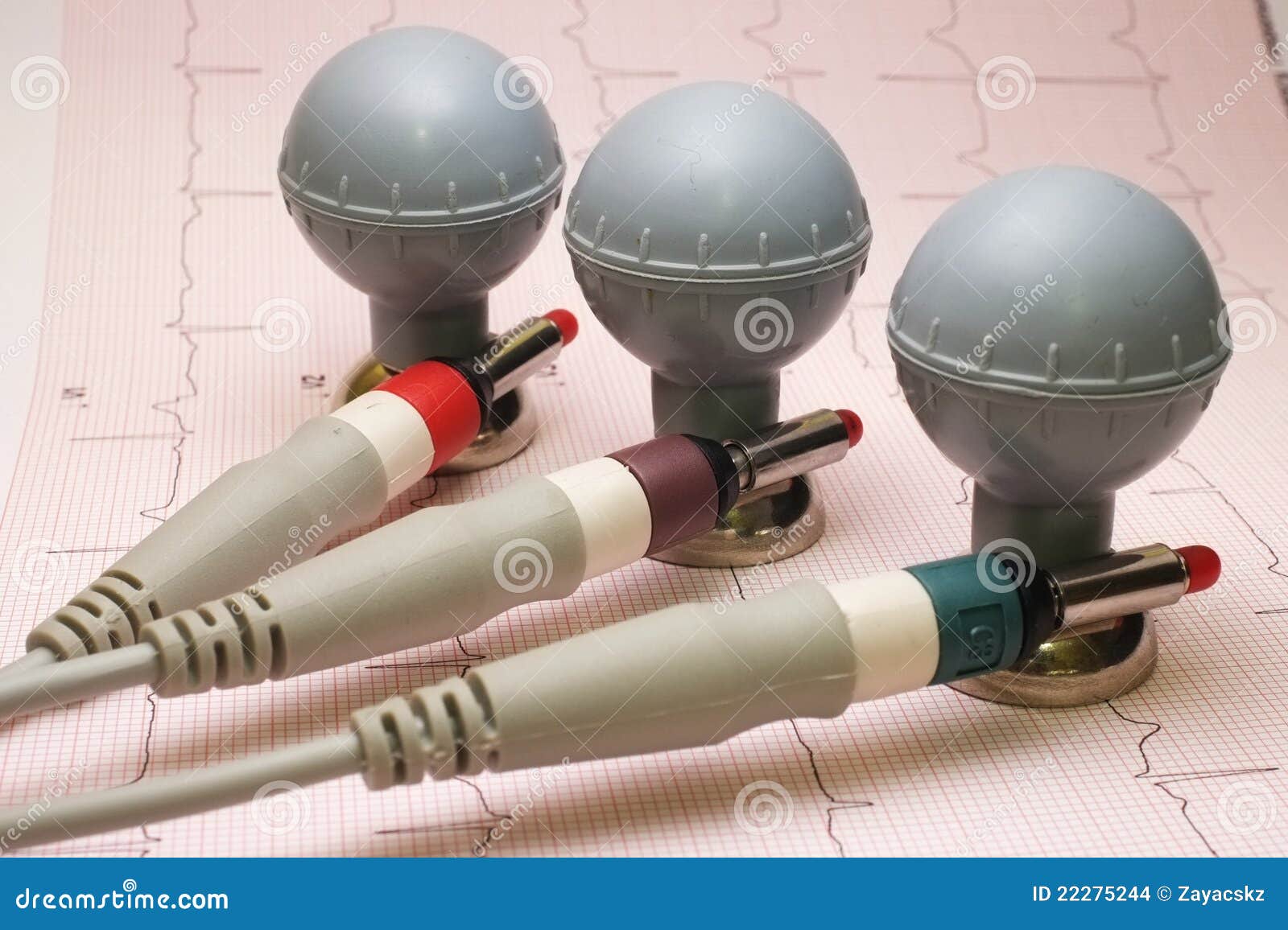 ECG Balloon Electrodes with ECG Record on Paper Stock Photo - Image of ...