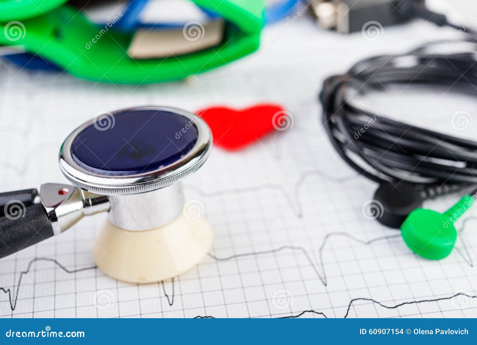 ECG Electrodes On Electrocardiogram Royalty-Free Stock Image ...